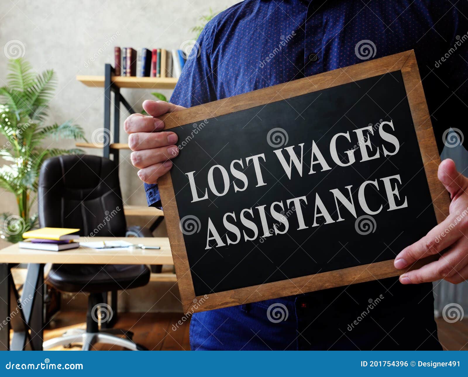 Man Holds Lost Wages Assistance Plate. Stock Photo - Image of failure ...