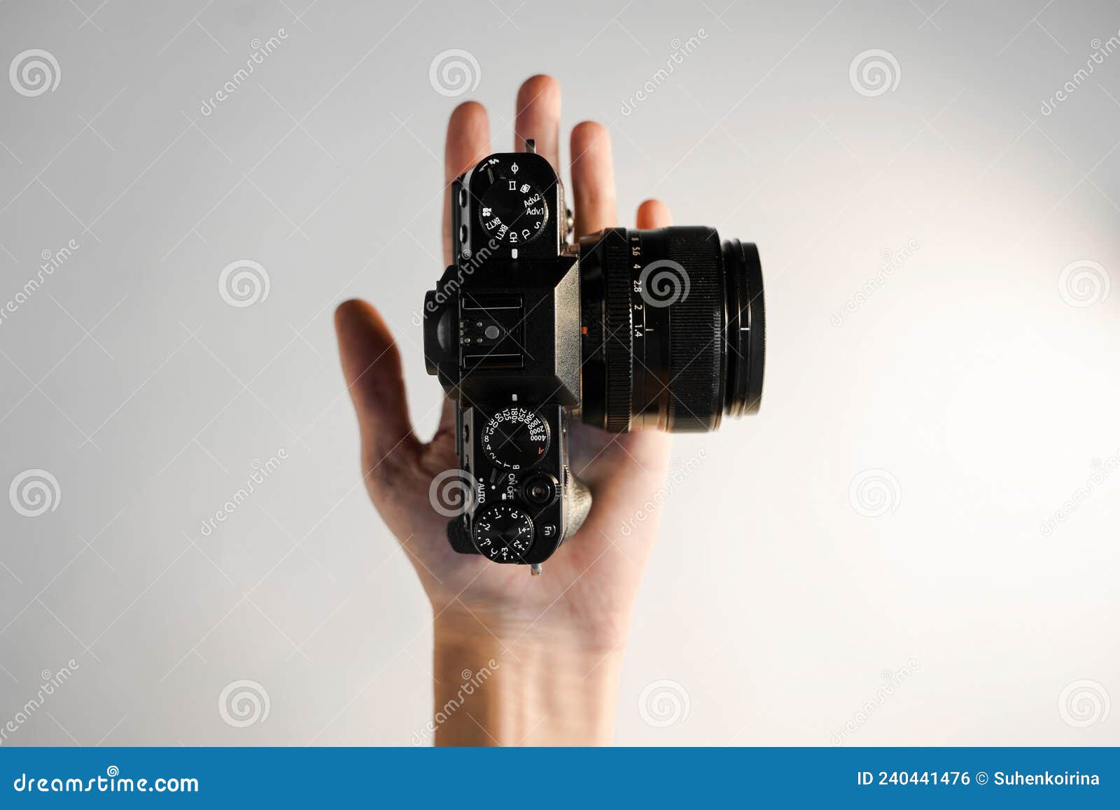 Compact Professional Mirrorless Camera in Hand Stock Photo - Image of ...