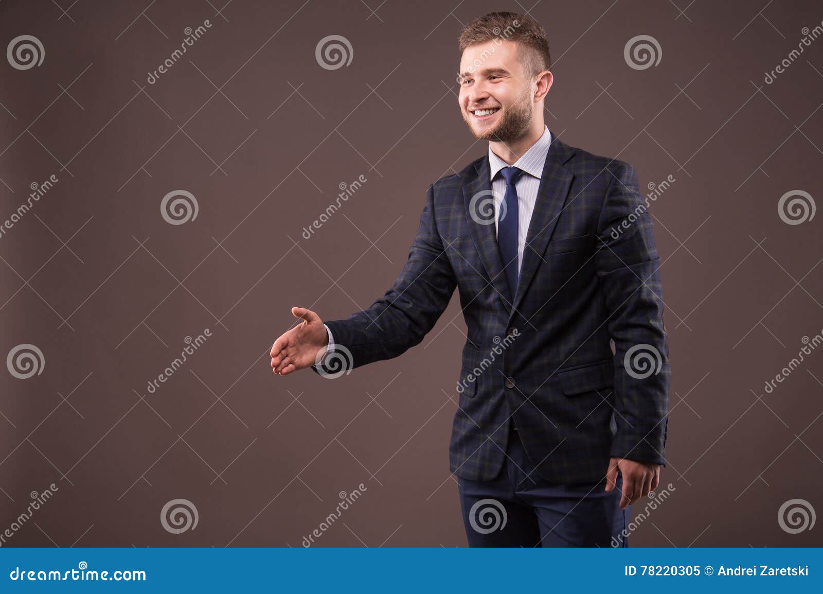 A man holds out his hand stock image. Image of formal - 78220305