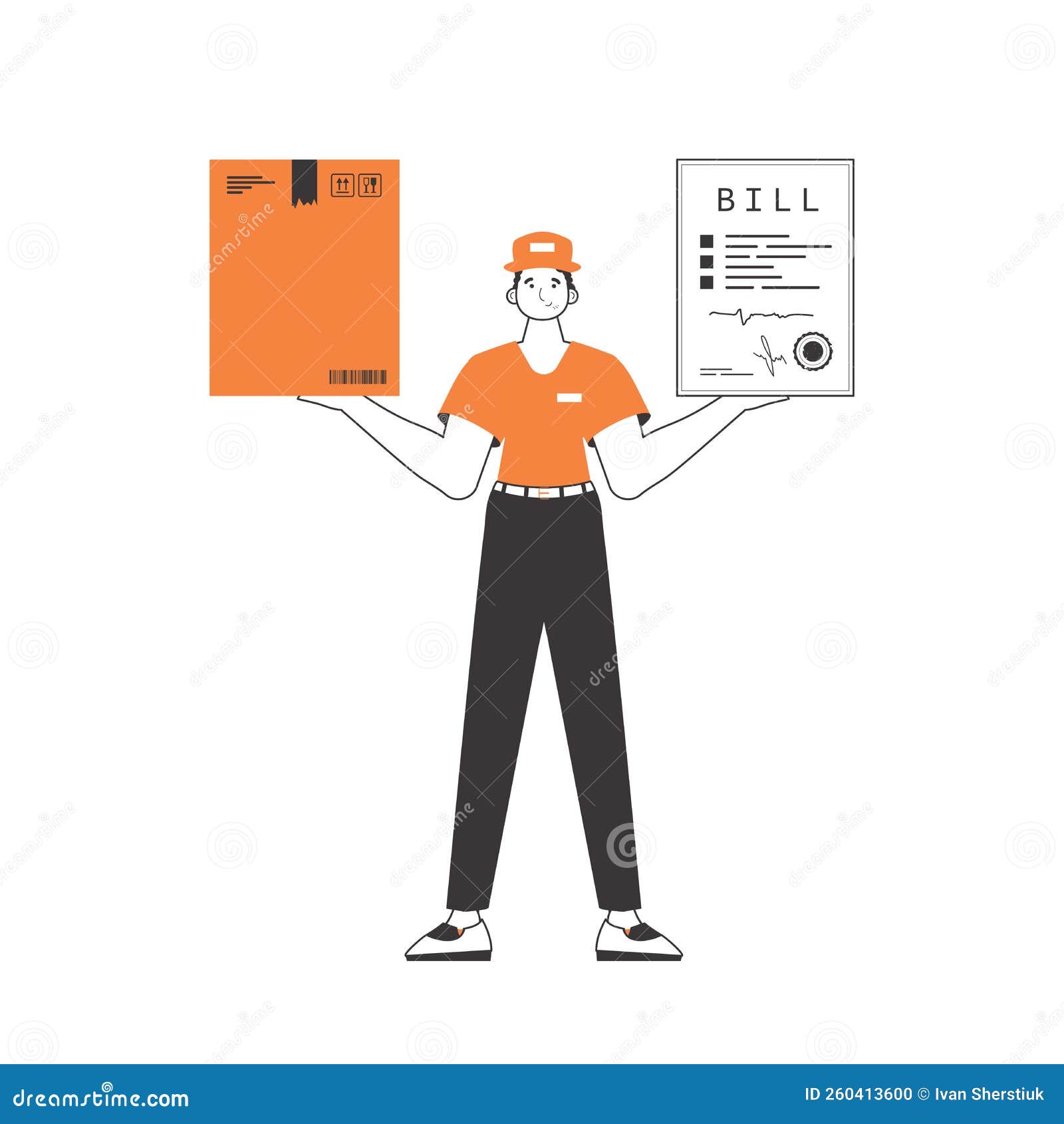 A Man Holds a Parcel and a Check in His Hands. the Concept of the ...