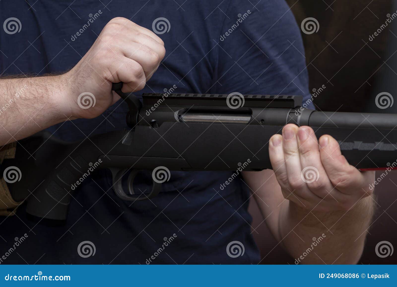 The Soldier Pulls A Rifle Out Of The Ammunition Case And Insert ...