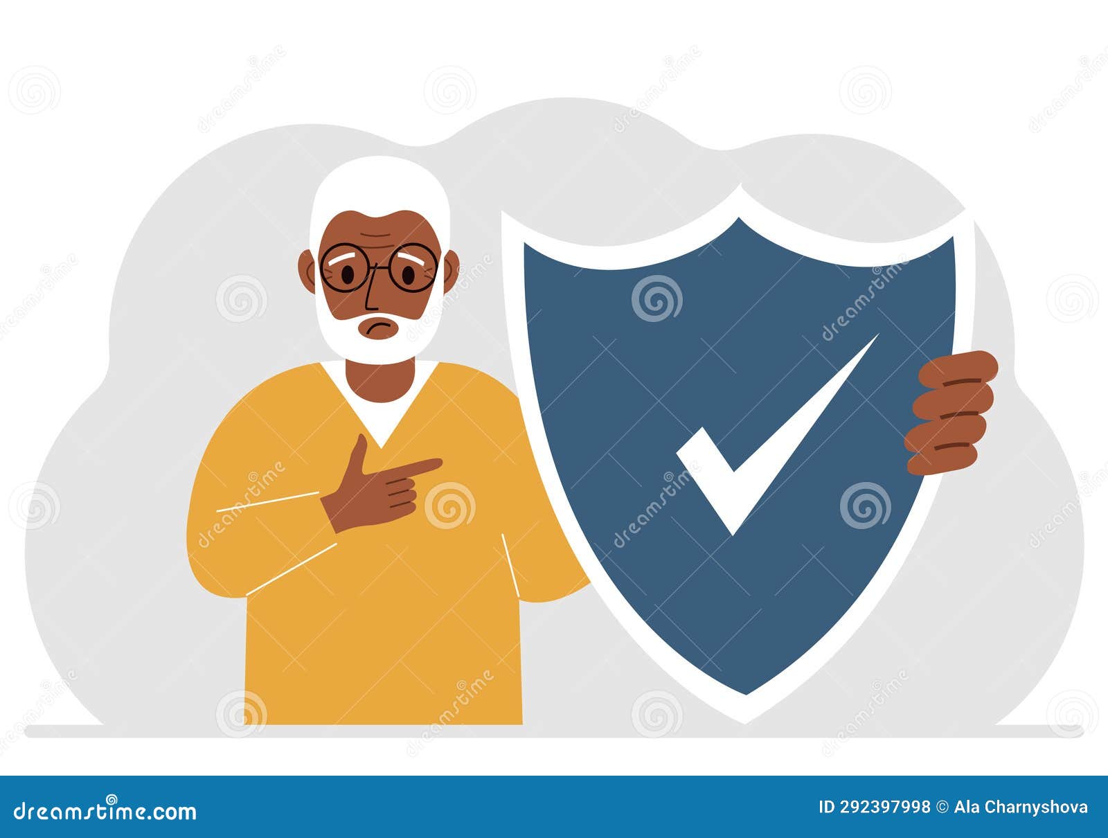 A Man Holds a Shield in His Hand, a Symbol of Insurance. Vector Stock ...