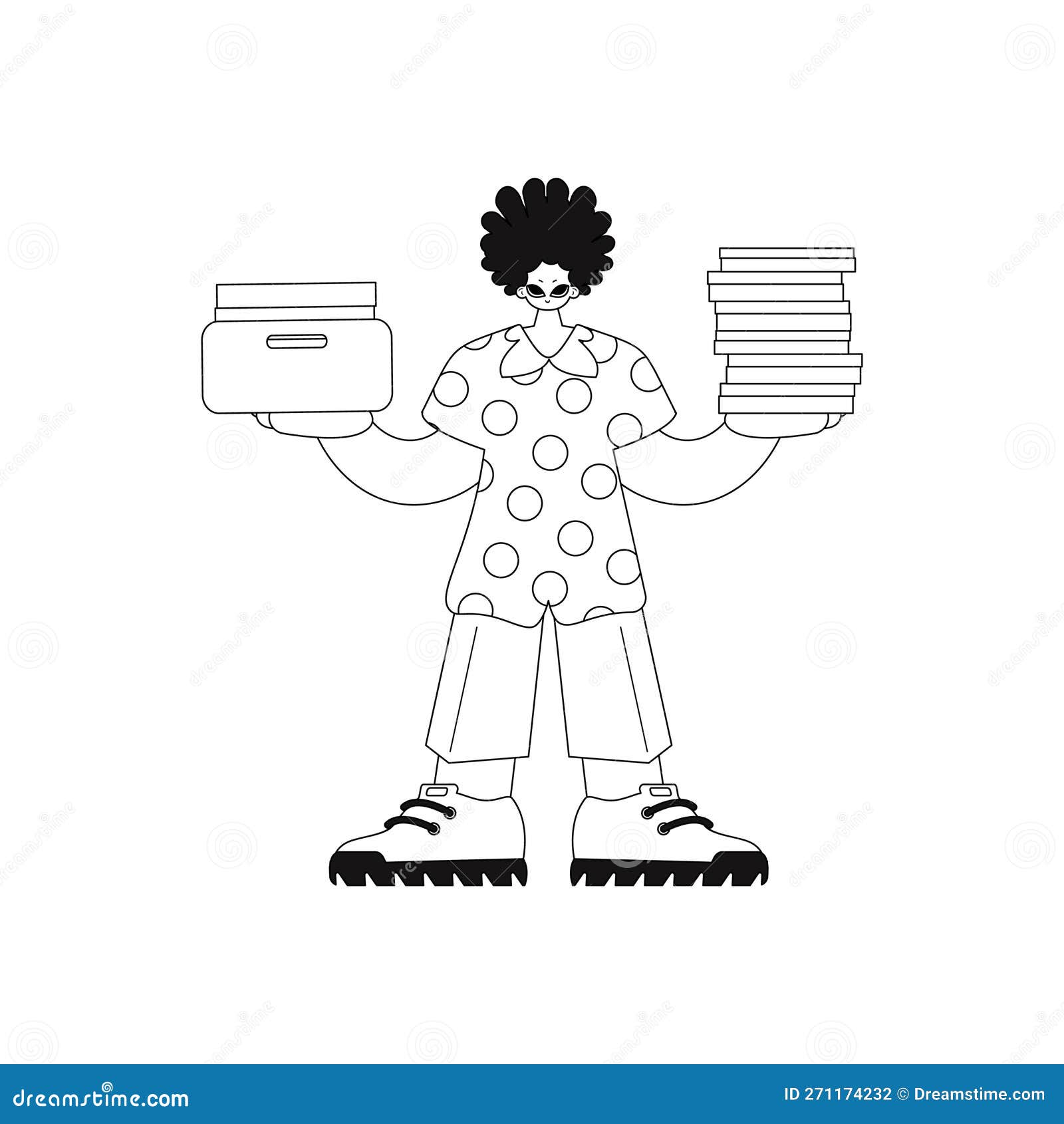 Man Holds Stacks of Papers. Simplistic Design. Vector Drawing. Stock ...