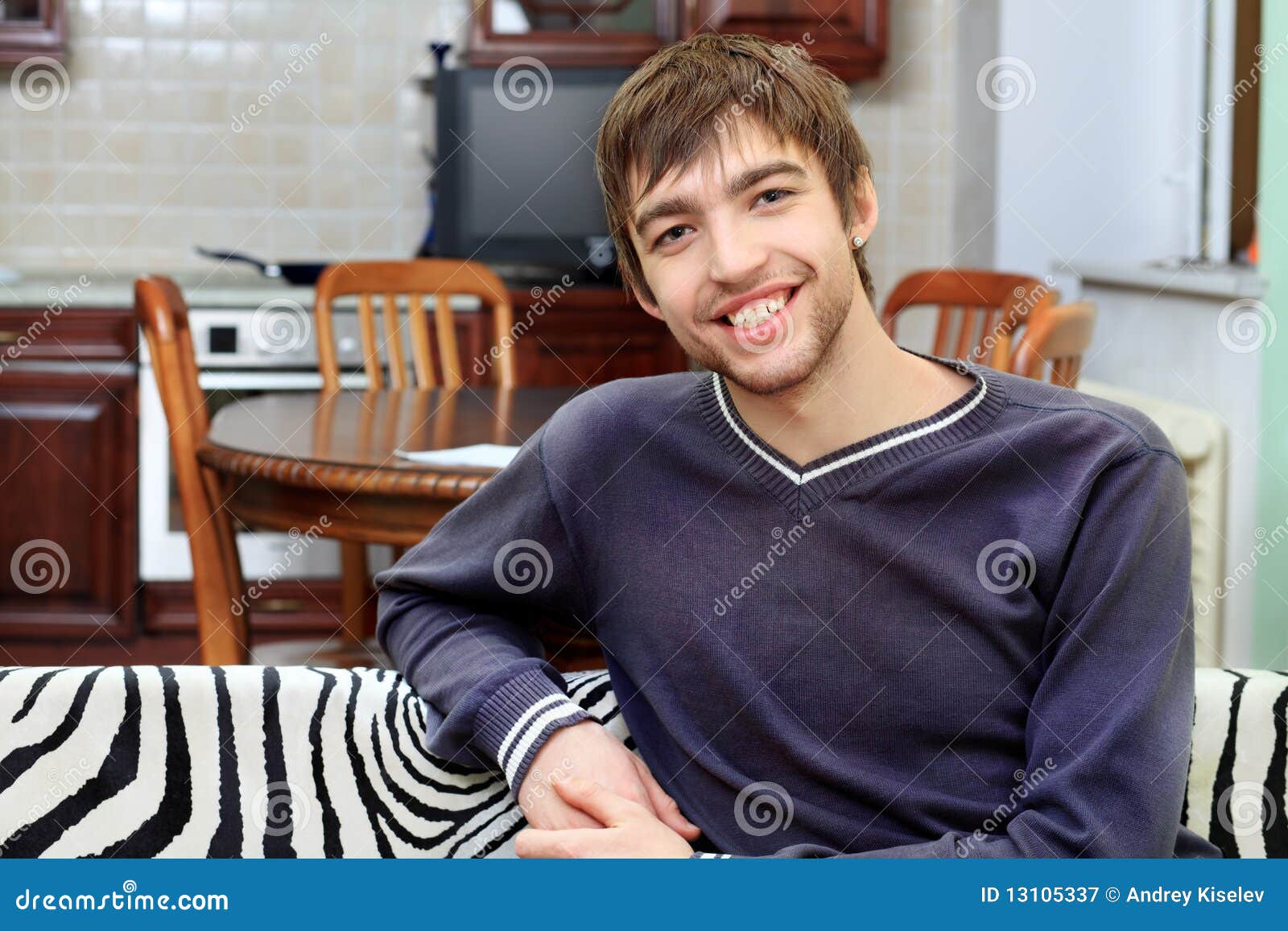Man at home stock image. Image of attractive, smile, room - 13105337
