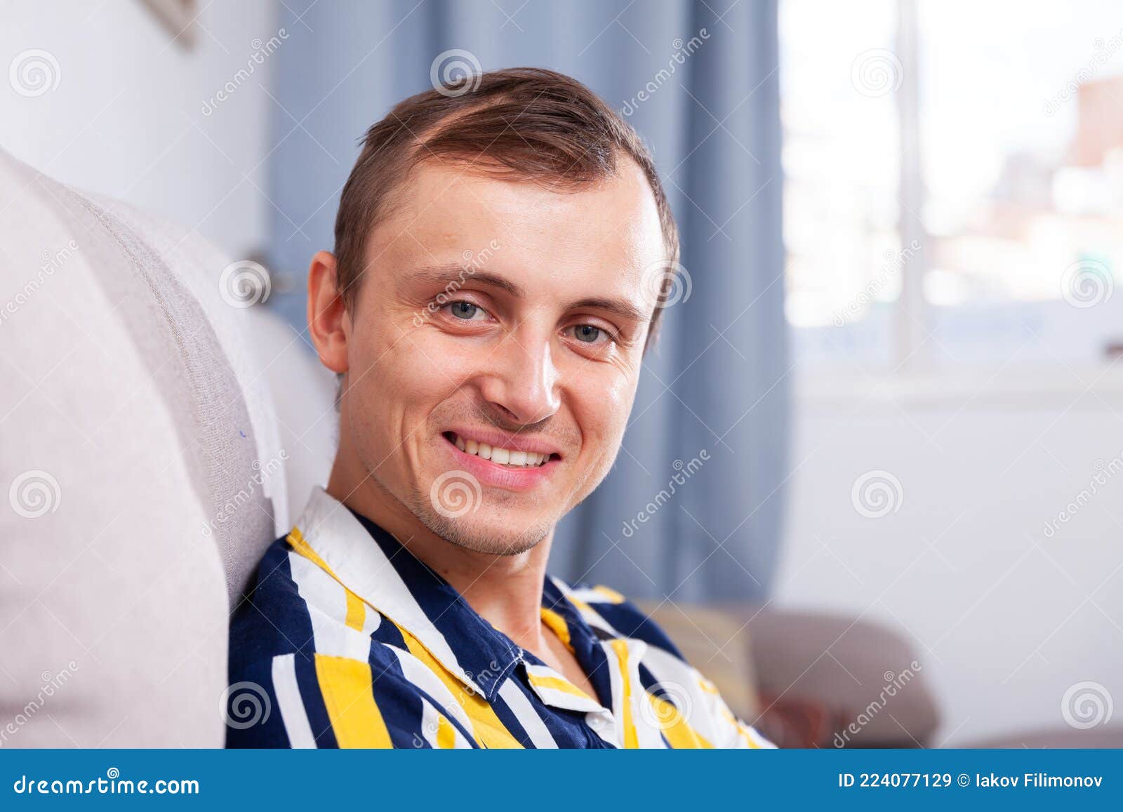 Man in home stock image. Image of house, expression - 224077129