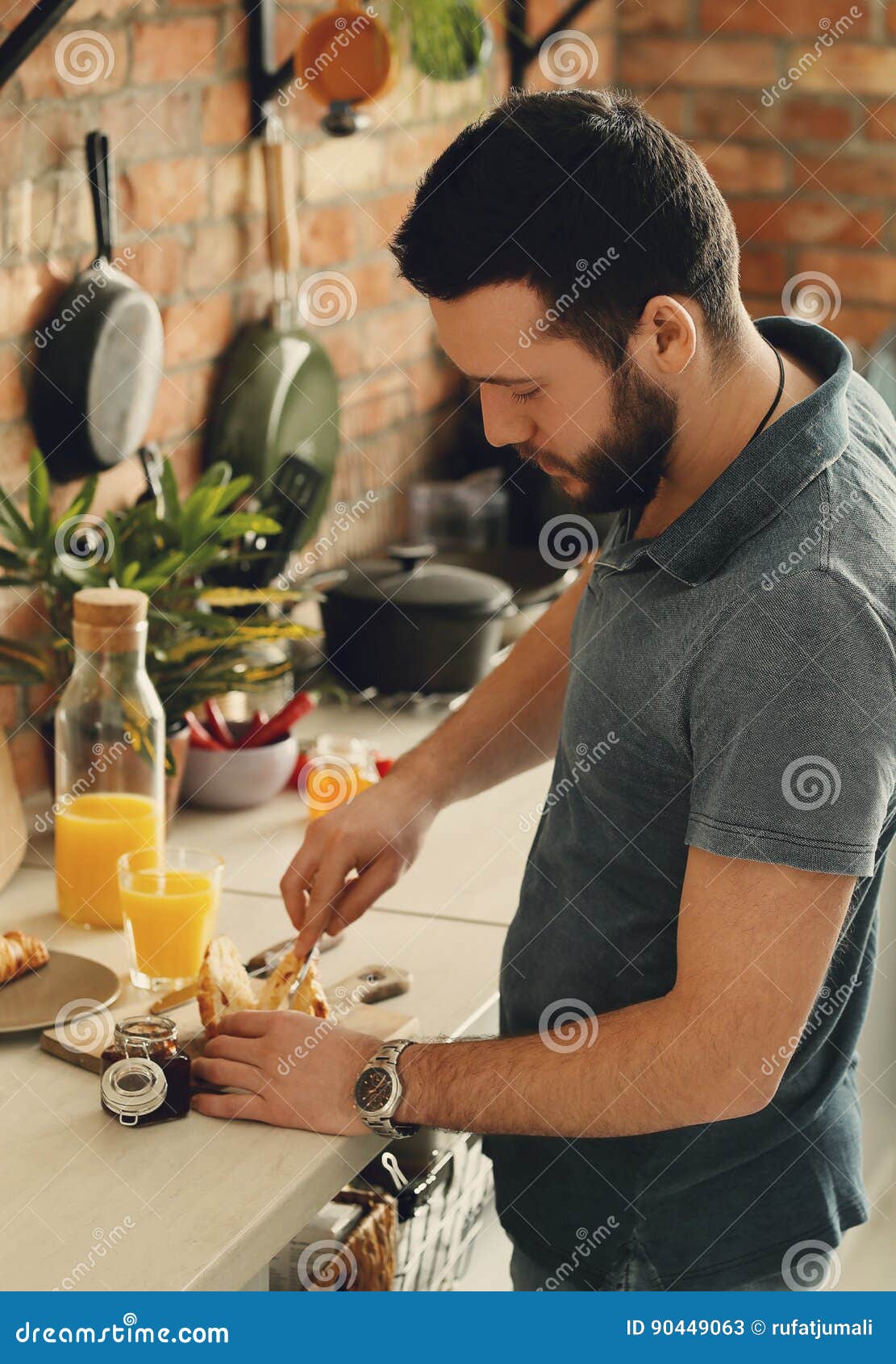 Man at home stock image. Image of cook, clothes, adult - 90449063