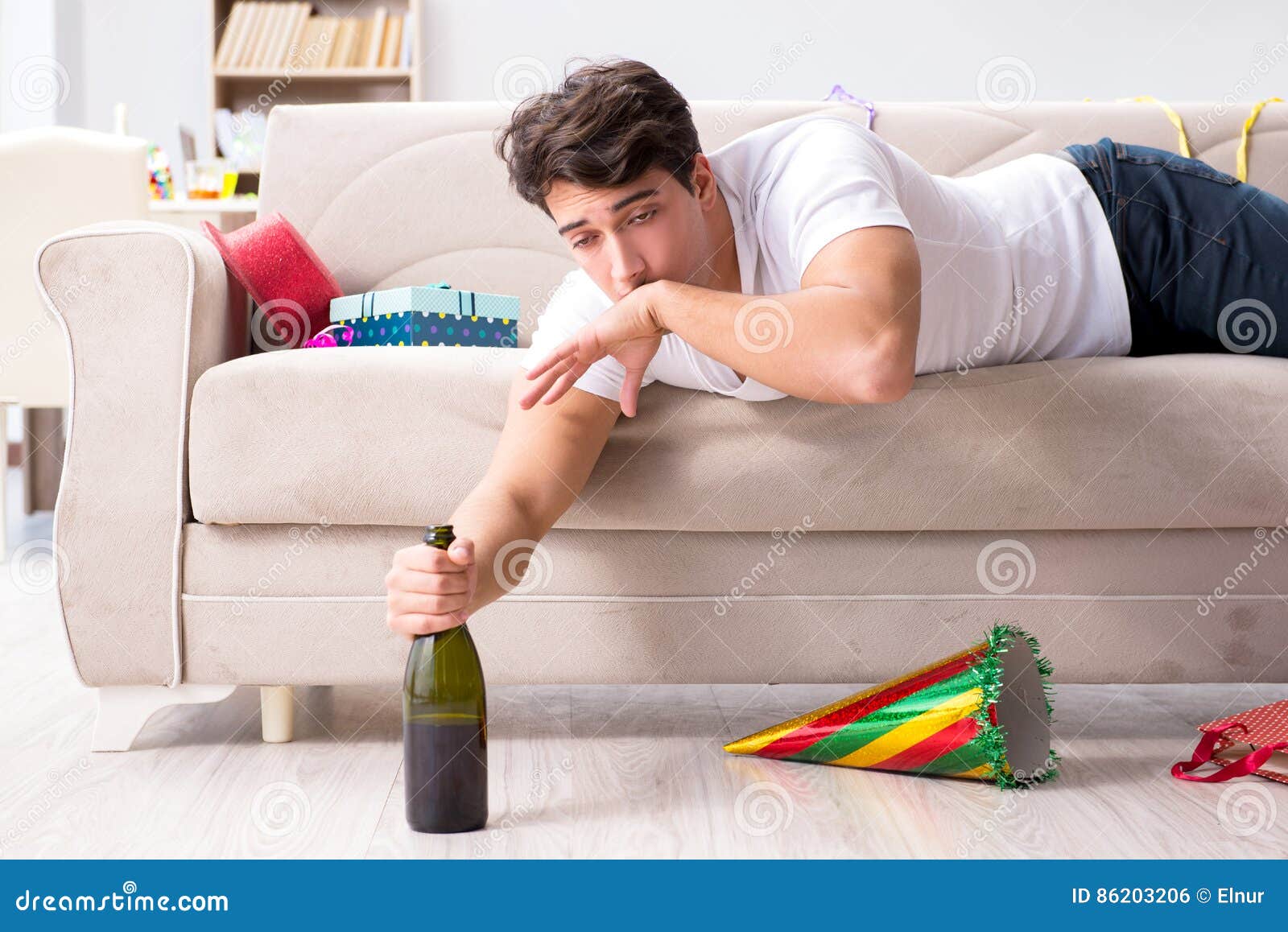The Man at Home after Heavy Partying Stock Photo - Image of hangover ...