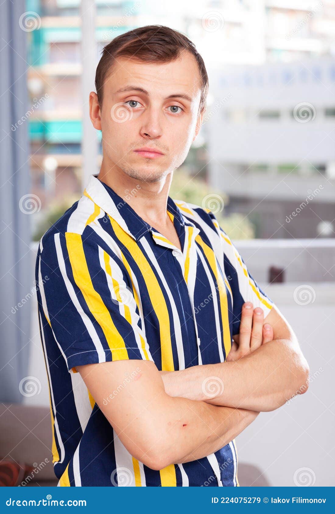 Man in home stock image. Image of shirt, relaxing, posing - 224075279