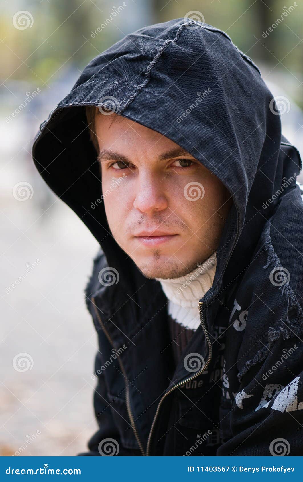 Man in hood stock image. Image of close, tramp, black - 11403567