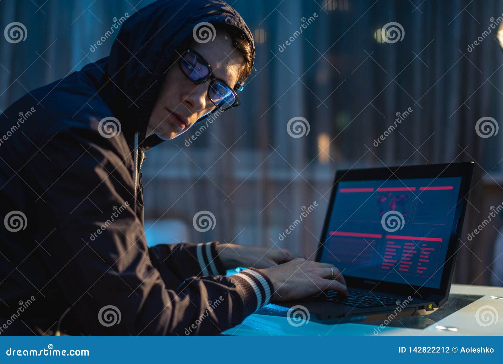 Man In The Hood Looking In The Camera Hacker Attacks And Stealing Access Databases With 5253