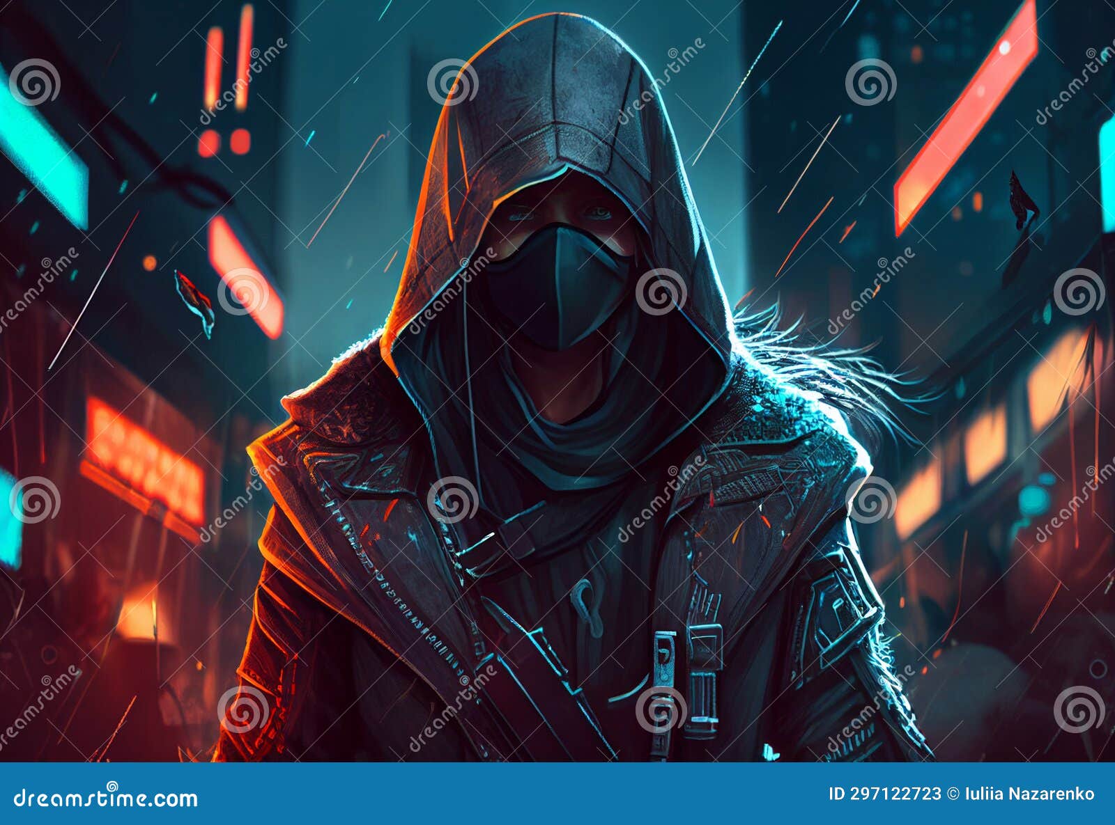 A Man in a Hood and a Mask. AI Generated Stock Illustration ...