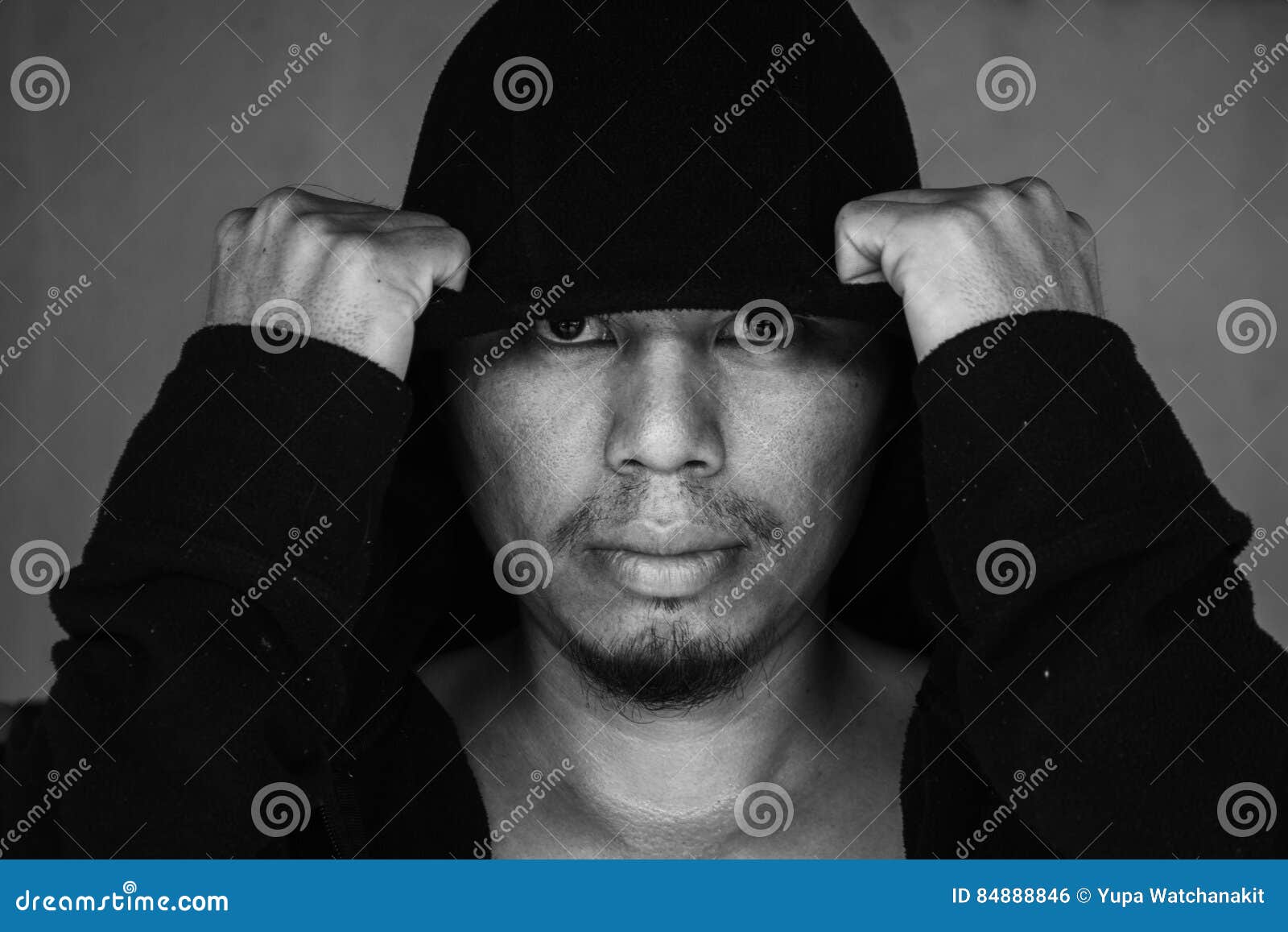Man In Hood With Scary Face Stock Photography | CartoonDealer.com #84888050