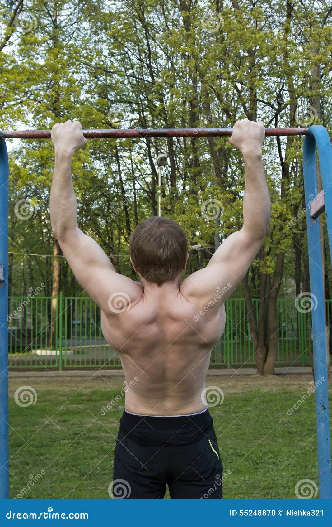 Man and horizontal bar stock photo. Image of adult, sport - 55248870