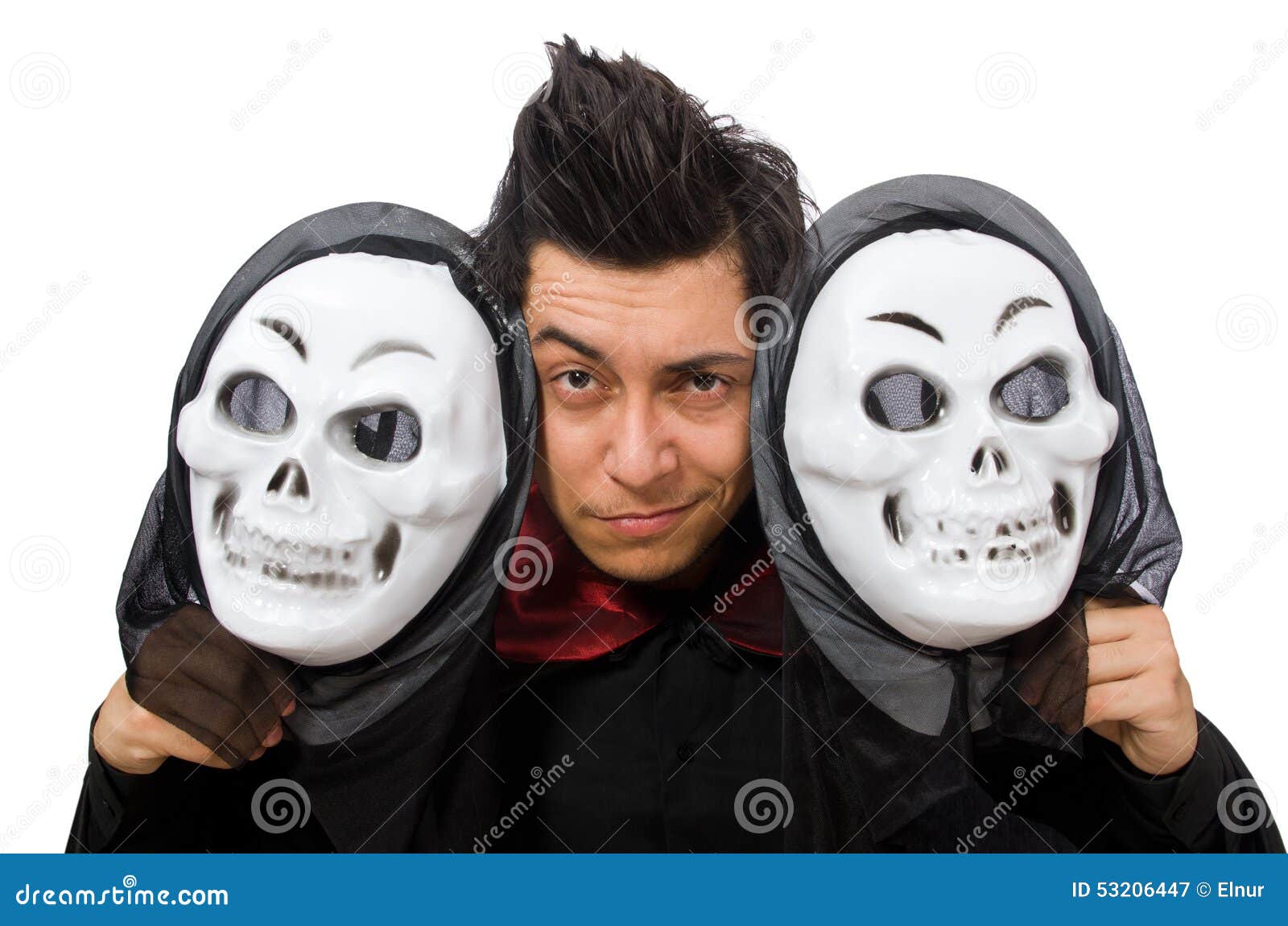 Man in Horror Costume with Mask Isolated on White Stock Image - Image ...