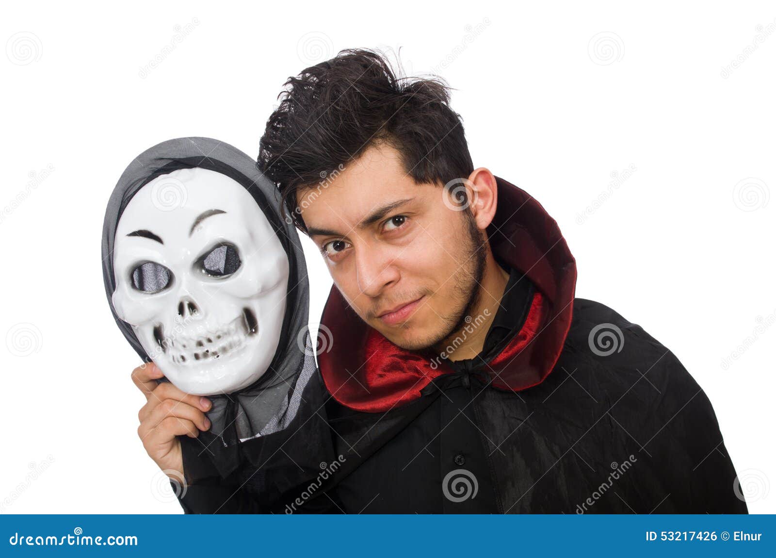 Man in Horror Costume with Mask Isolated on White Stock Photo - Image ...