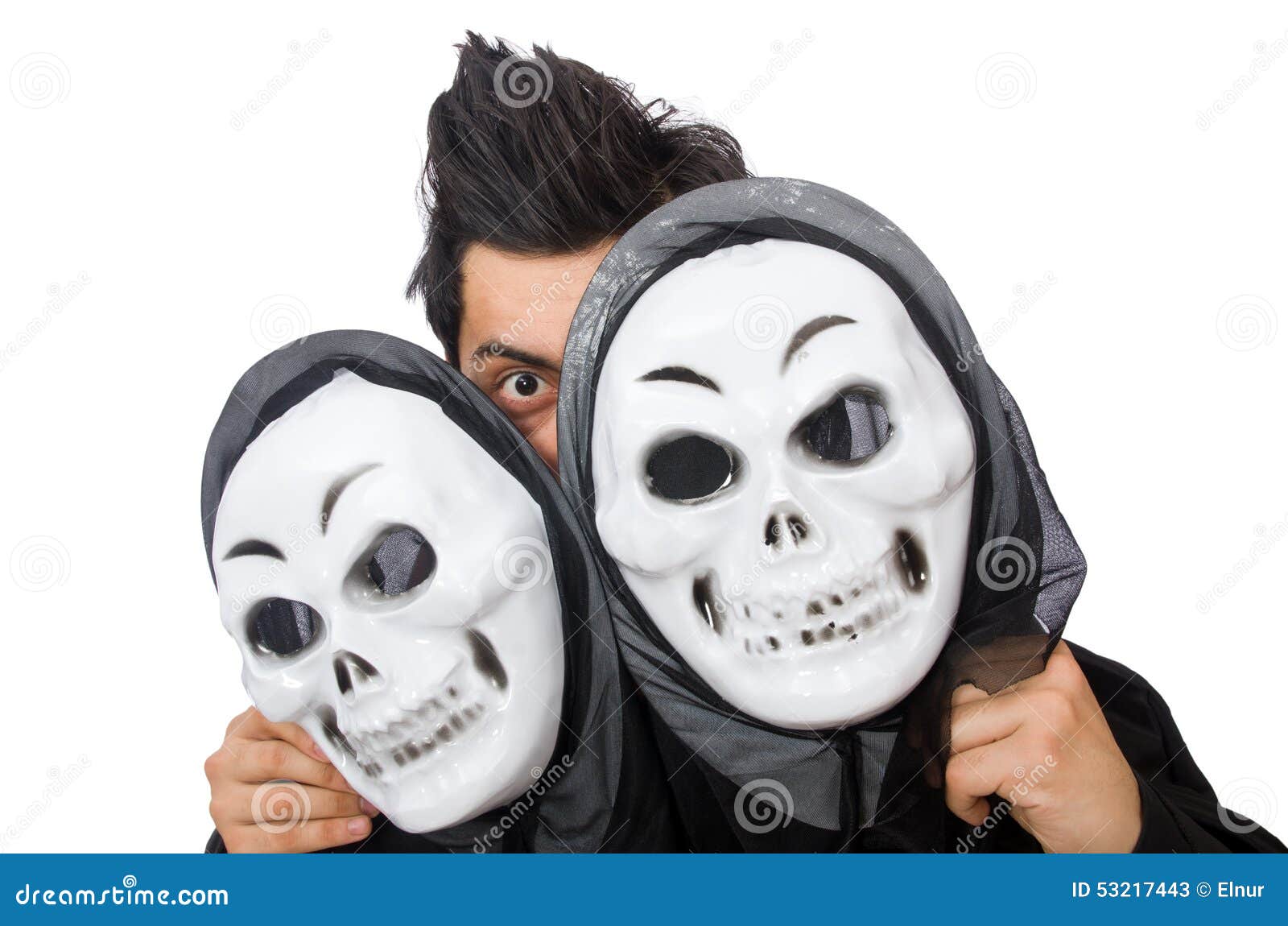 Man in Horror Costume with Mask Isolated on White Stock Image - Image ...