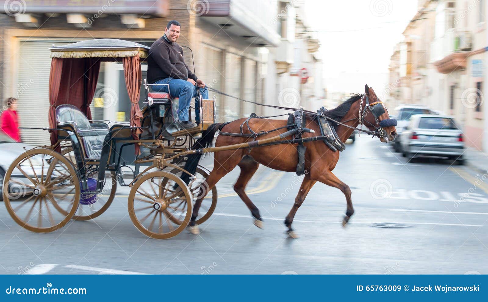 A Man with a Horse-drawn Carriage on the Streets of Malta Editorial ...