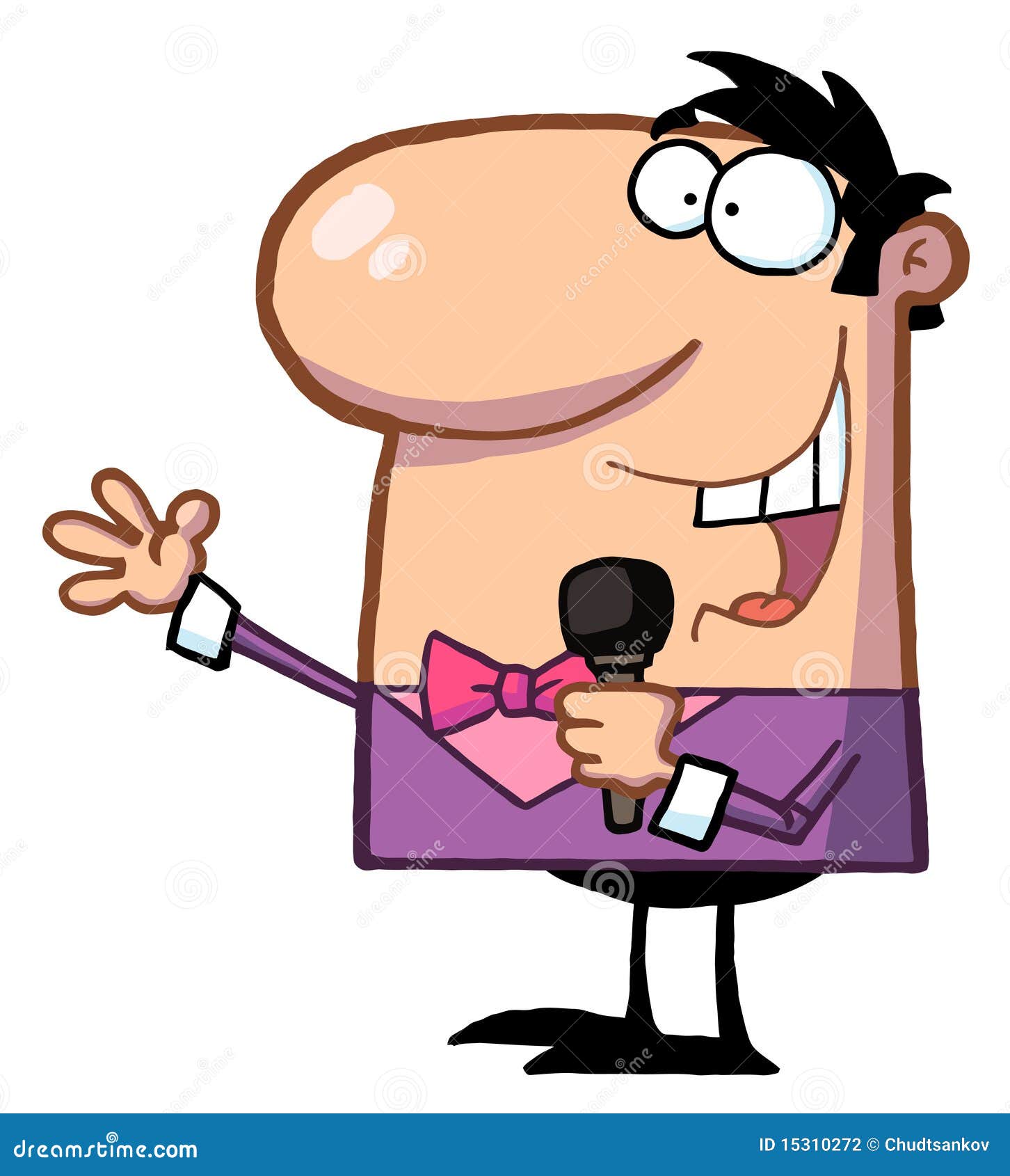 Man Hosting a Show and Talking into a Microphone Stock Vector ...