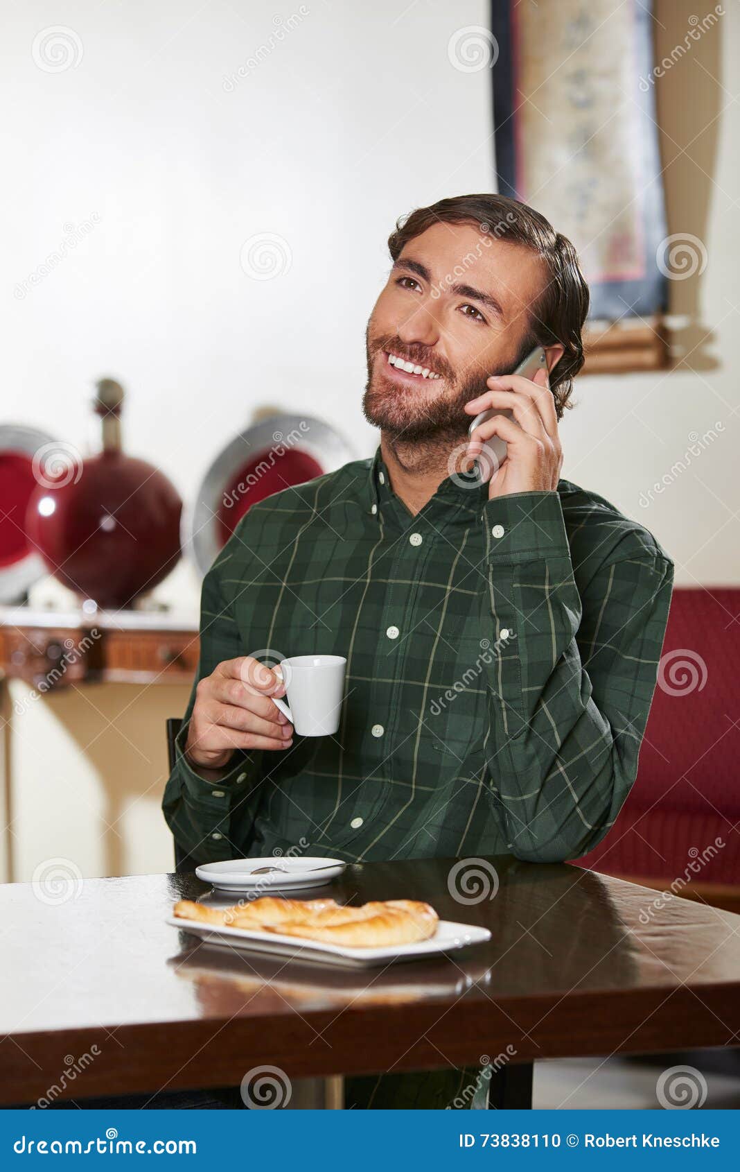 Man in Hotel Drinking Espresso Stock Photo - Image of restaurant ...