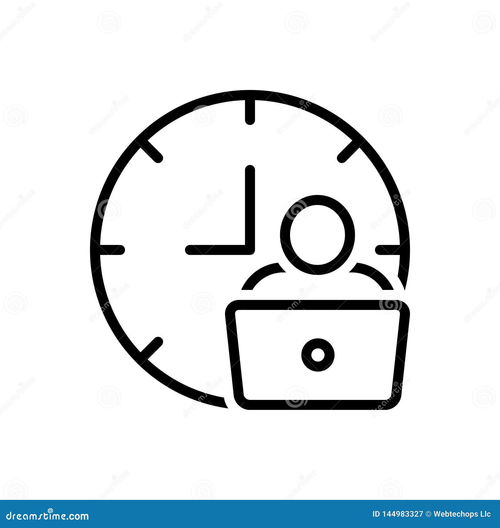 Black Line Icon for Man Hour, Hourly and Work Stock Vector ...