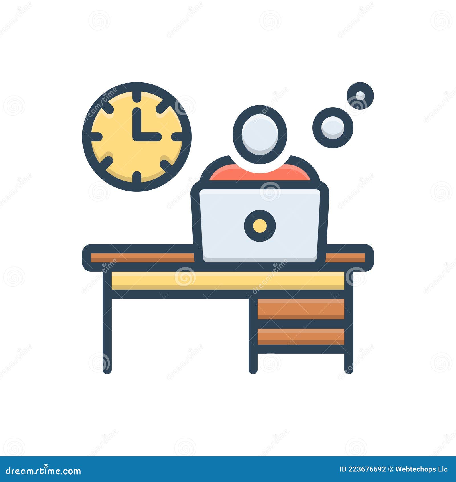 Color Illustration Icon for Man Hour, Office and Laptop Stock ...