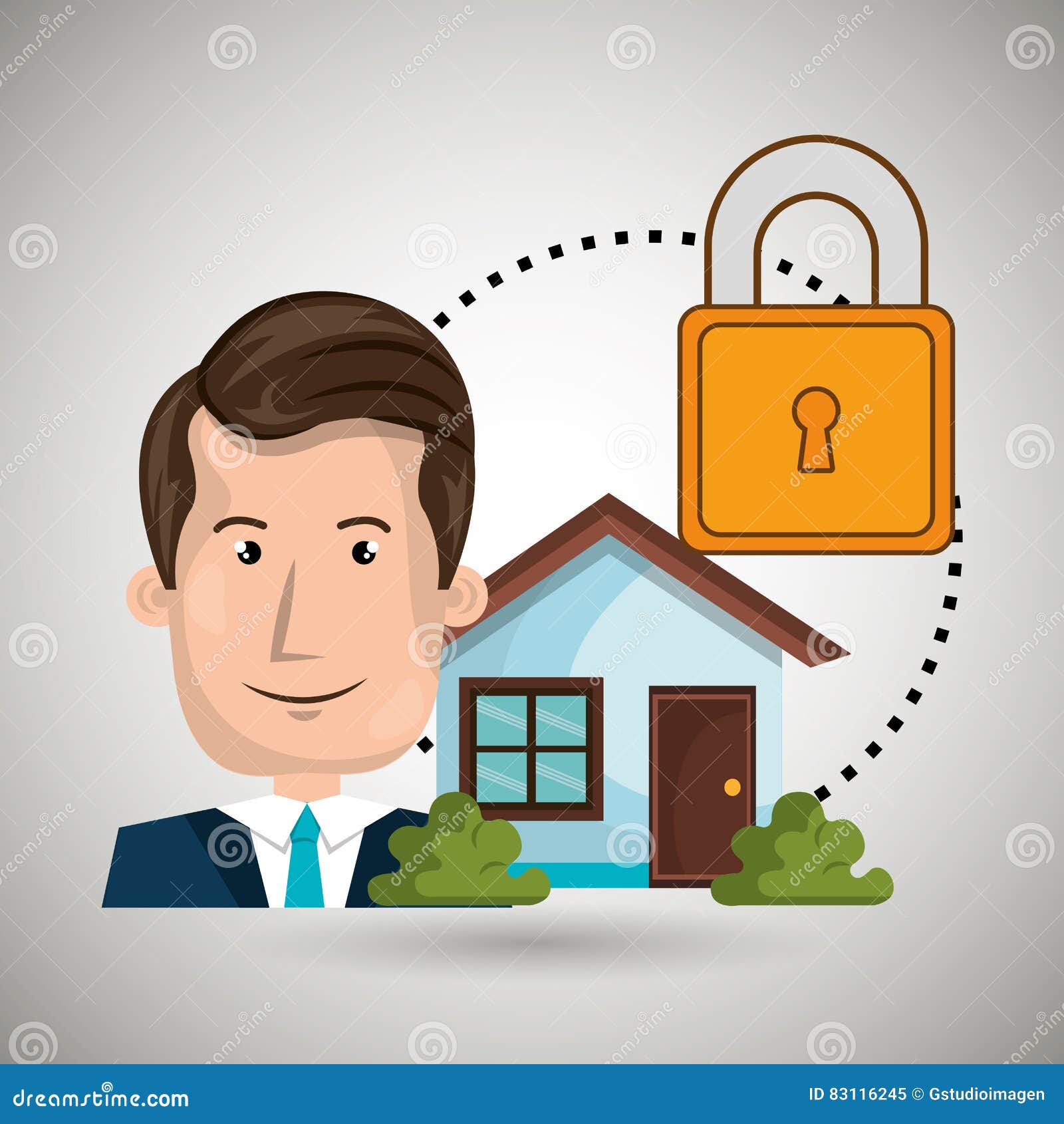 Man House Security Protection Stock Illustration - Illustration of ...