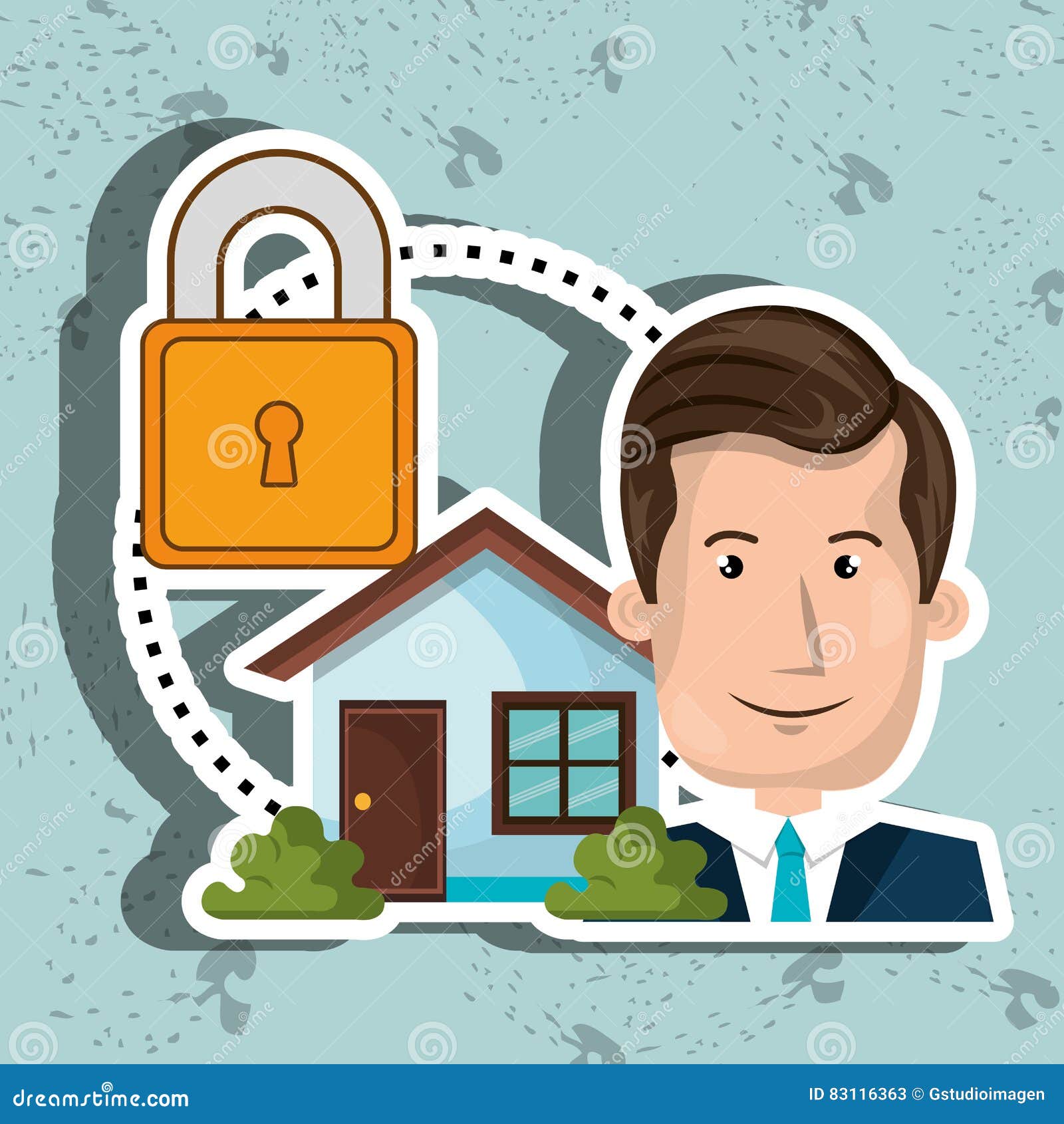 Man House Security Protection Stock Illustration - Illustration of ...