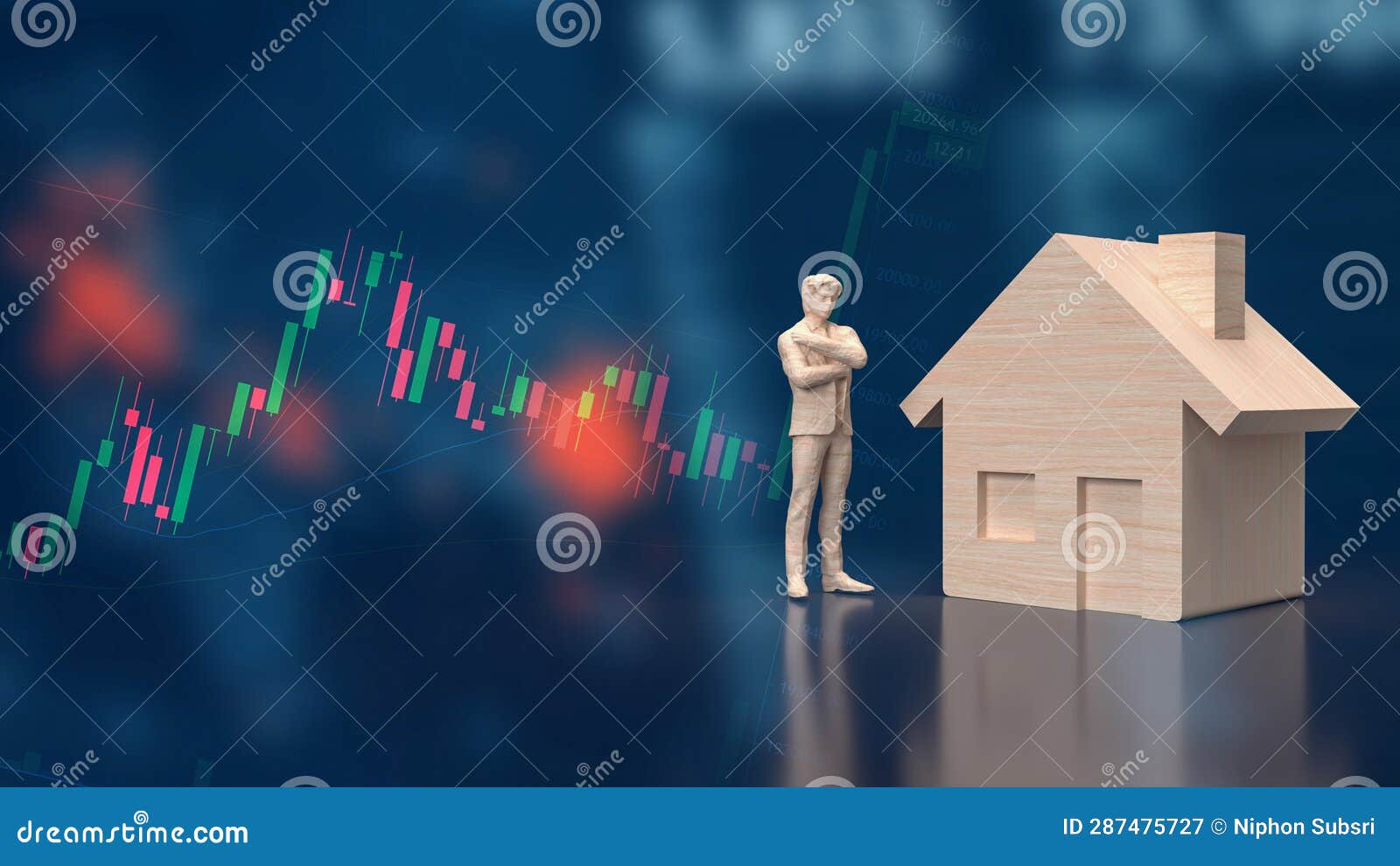 The Man and House Wood for Building Concept 3d Rendering Stock ...