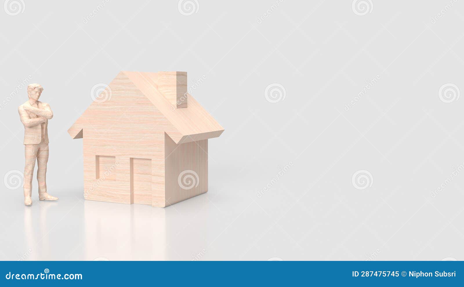 The Man and House Wood for Building Concept 3d Rendering Stock ...