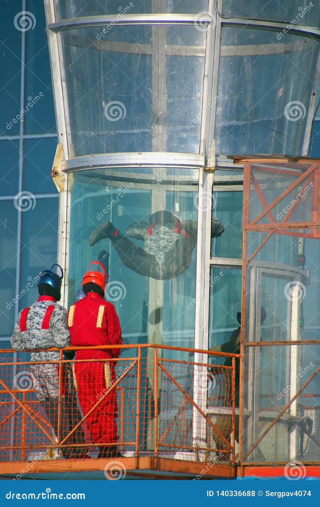 Man Hovering in an Air Pipe Stock Photo - Image of people, inside ...