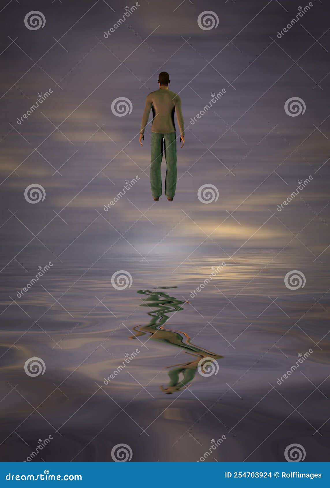 Man Hovers Above Water Iin MidAir Stock Illustration - Illustration of ...