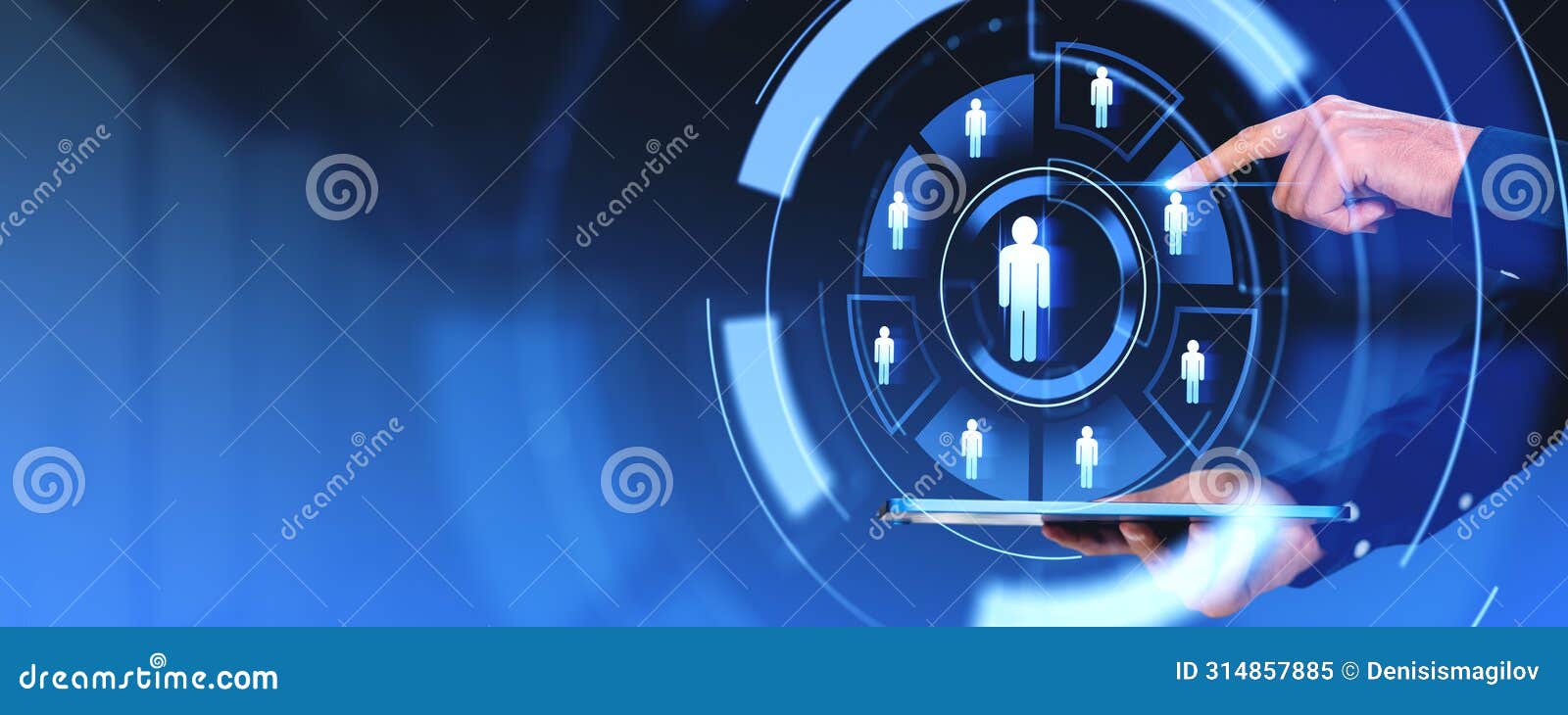 Man HR Manager Hands Using Tablet with CRM Interface Stock Image ...