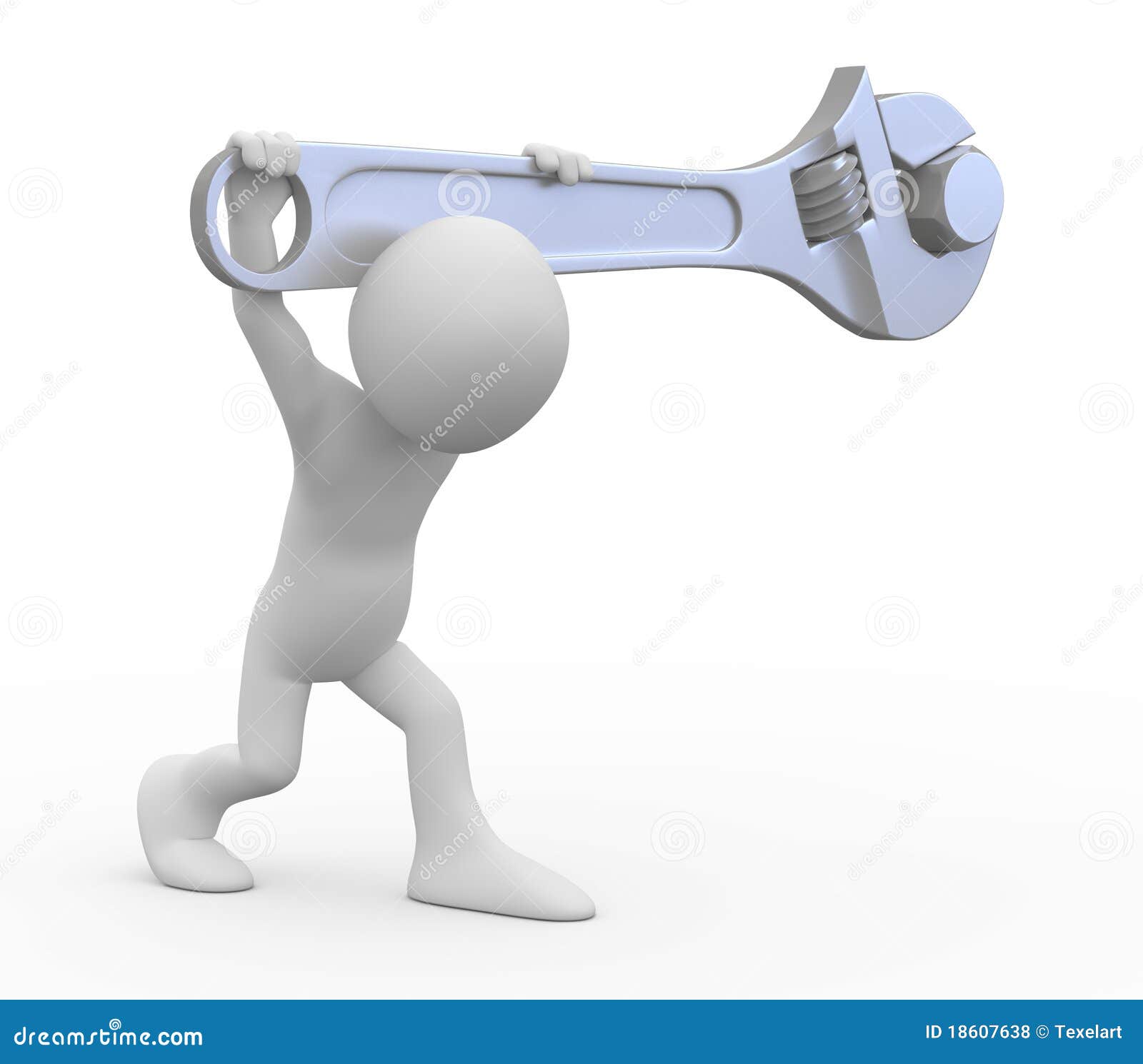 Man with a Huge Adjustable Spanner Stock Illustration - Illustration of ...