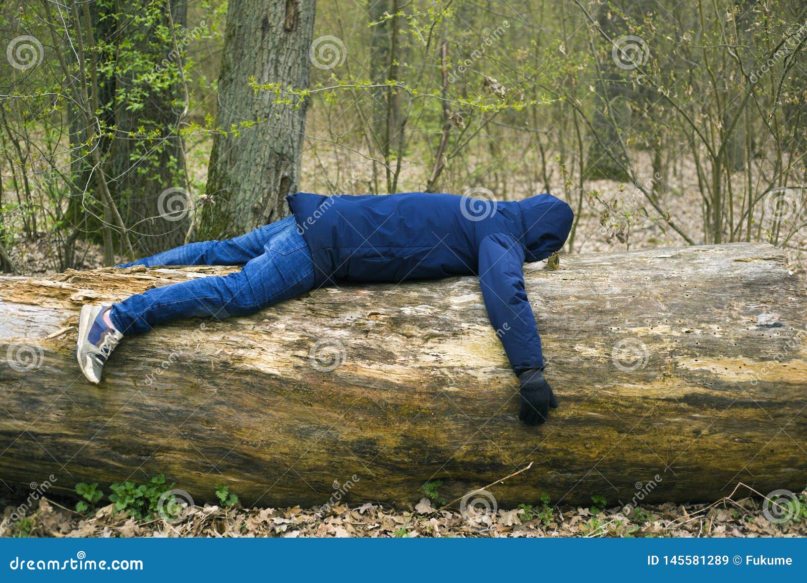 The Man Hugged a Large Fallen Treen Stock Image - Image of fallen ...