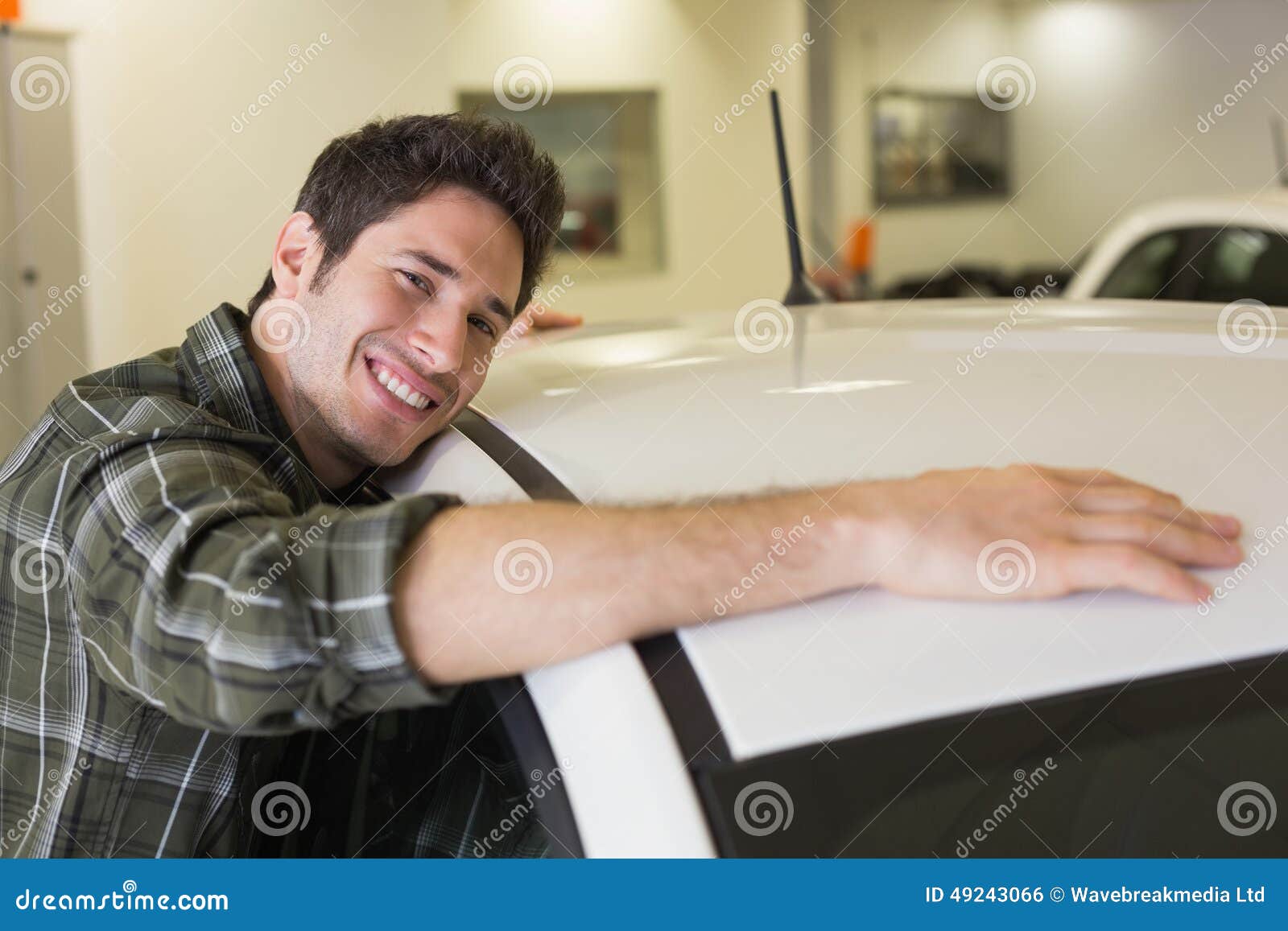 Man hugging on a car stock photo. Image of person, portrait - 49243066