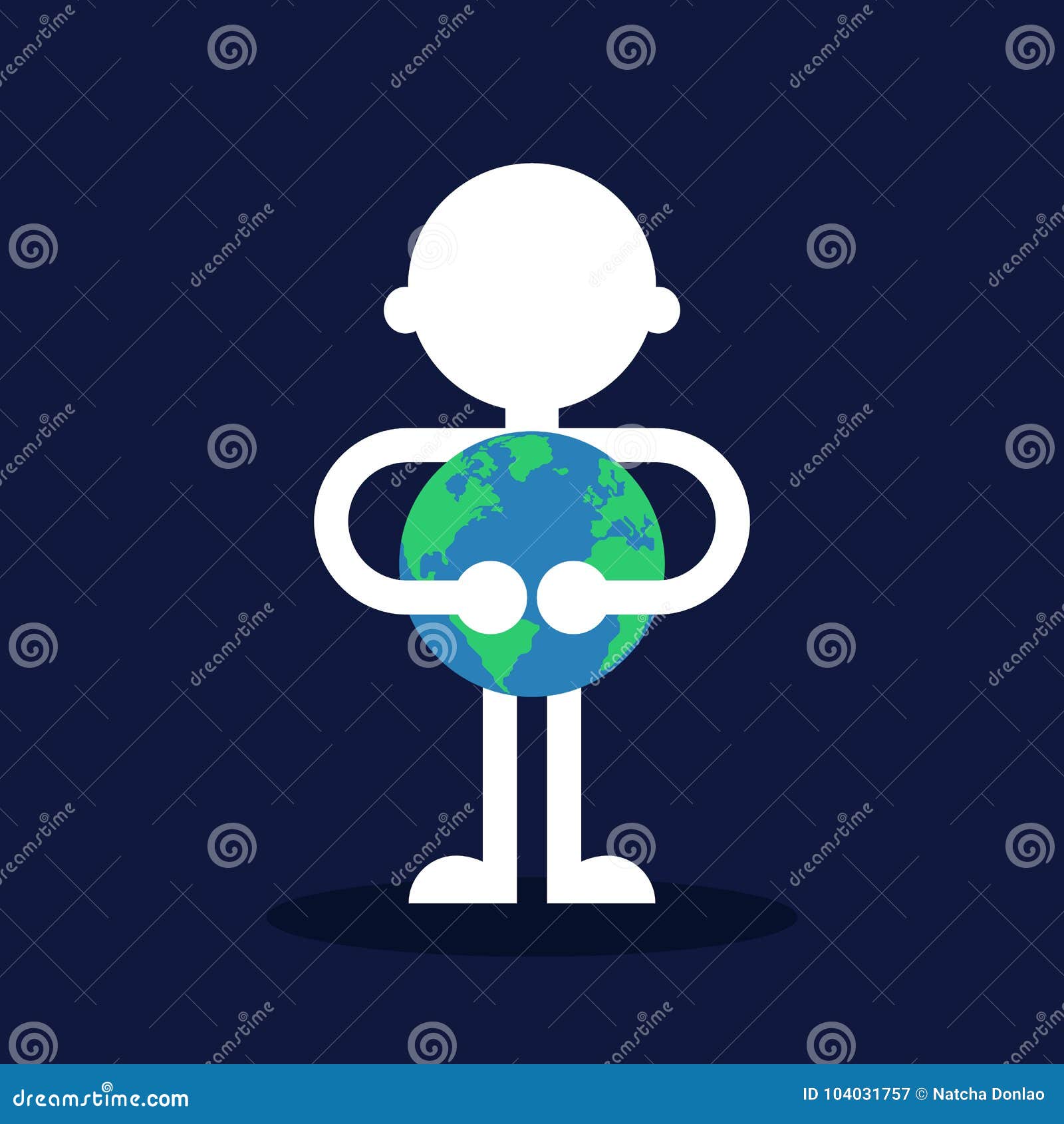 A Man Hugging the Earth Flat Design Stock Illustration - Illustration ...