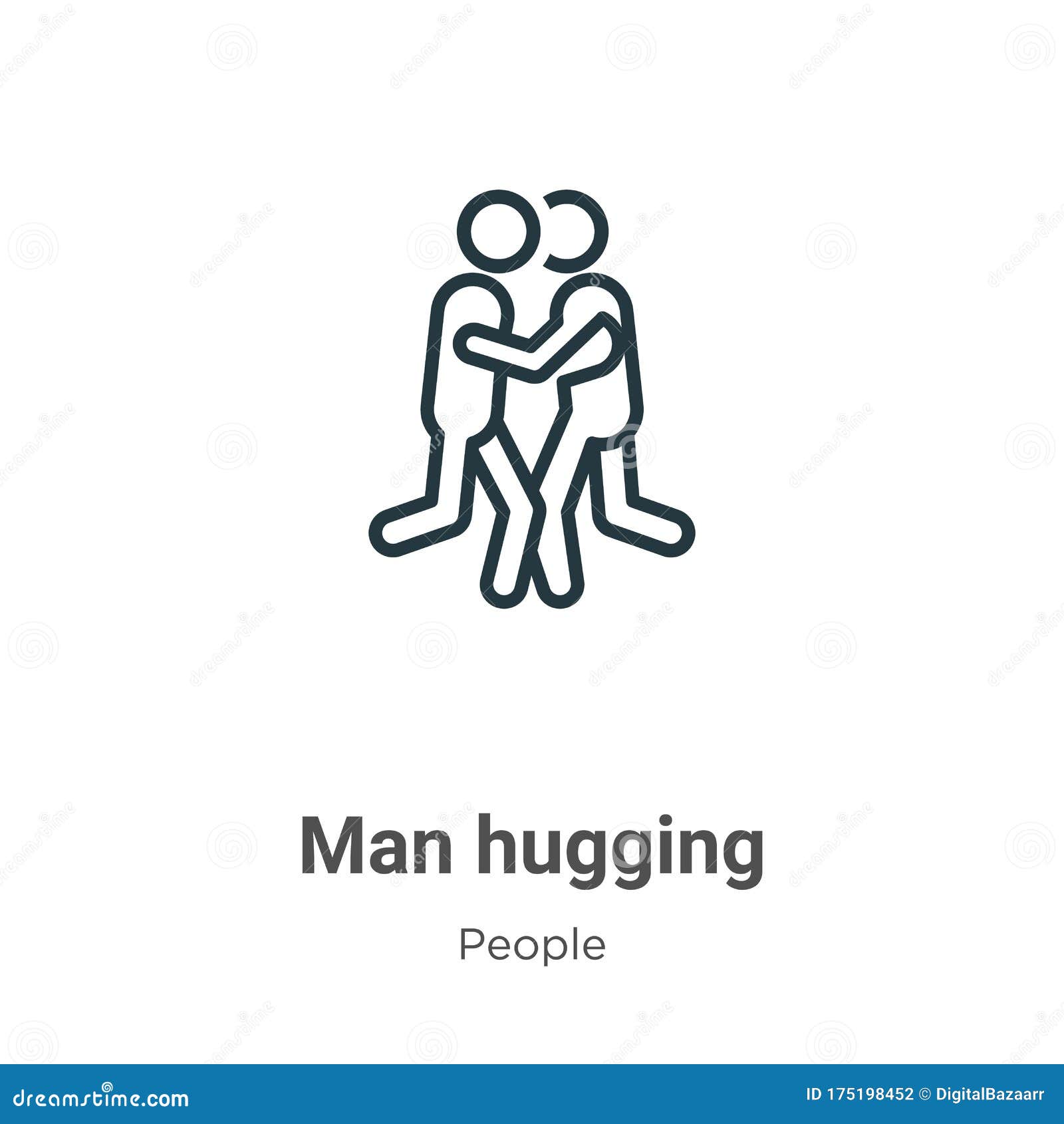 Man Hugging Outline Vector Icon. Thin Line Black Man Hugging Icon, Flat ...
