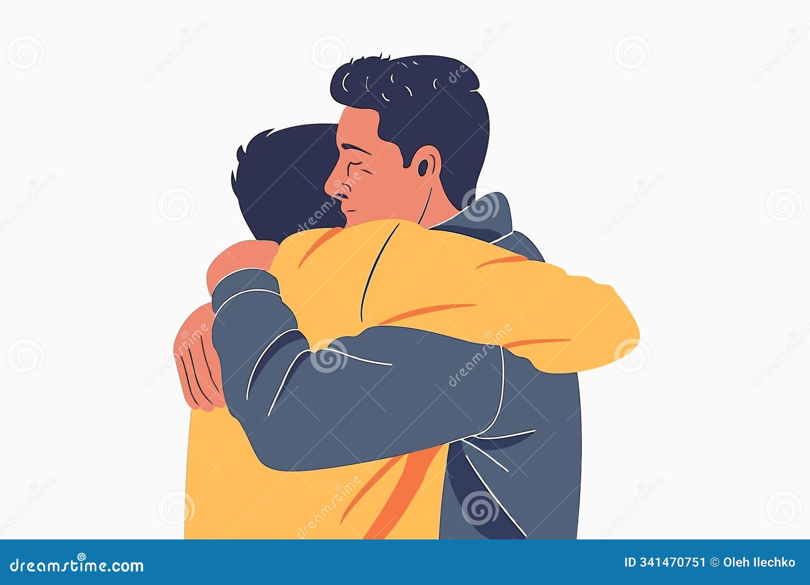 Man Hugging with Man Stock Image Isolated Vector Style Stock Vector ...
