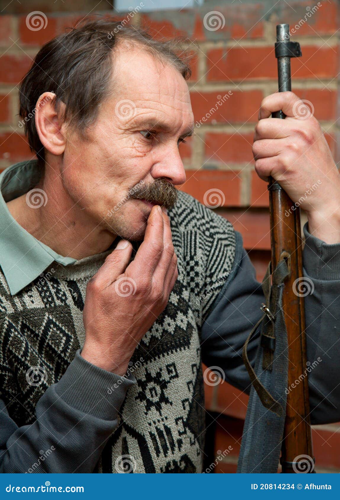 Man the Hunter with a Rifle Stock Photo - Image of retro, adult: 20814234