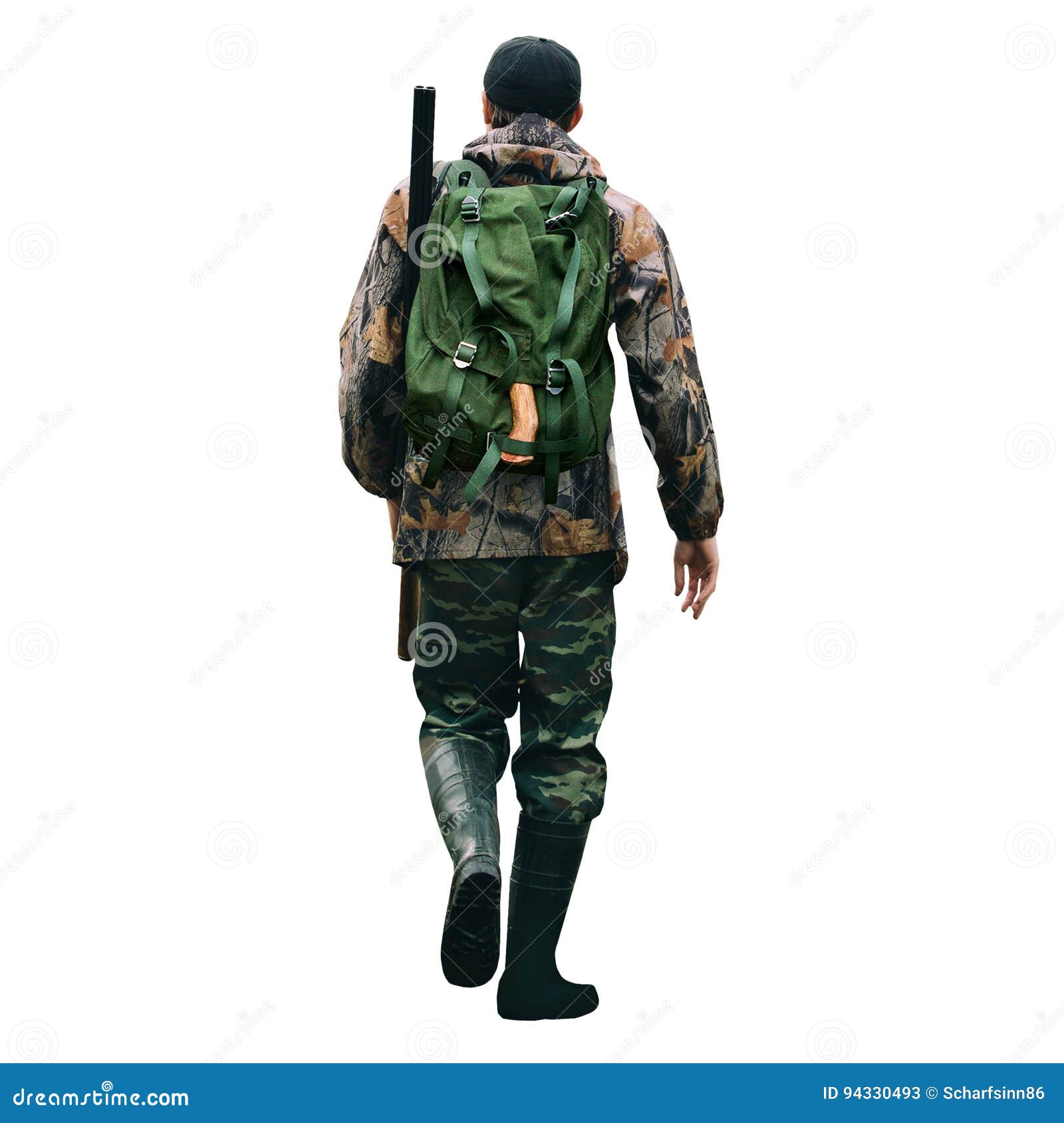 The Man is a Hunter with a Shotgun and Backpack. Stock Image - Image of ...