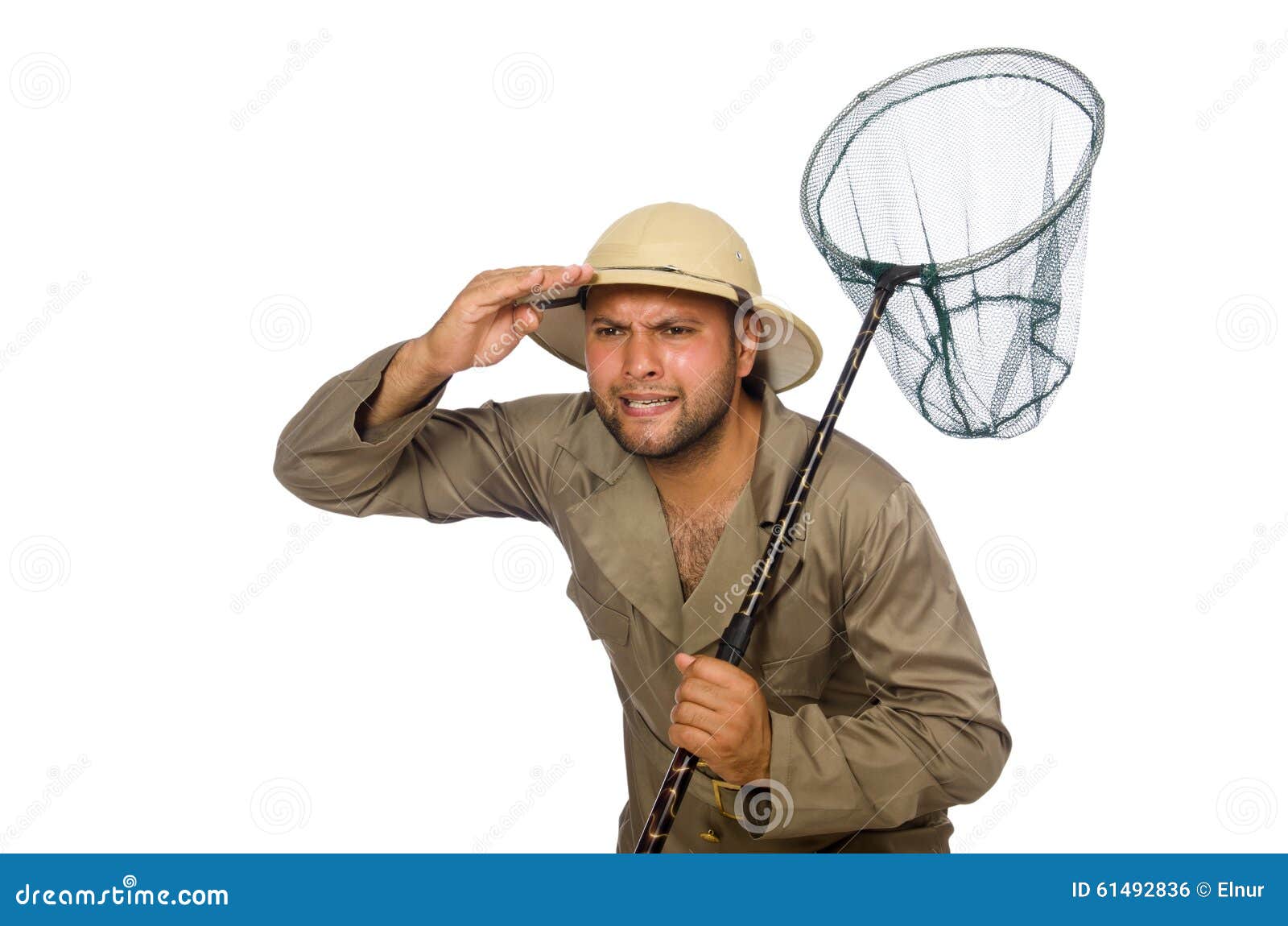 The Man Hunting for Butterflies Isolated on White Stock Photo - Image ...