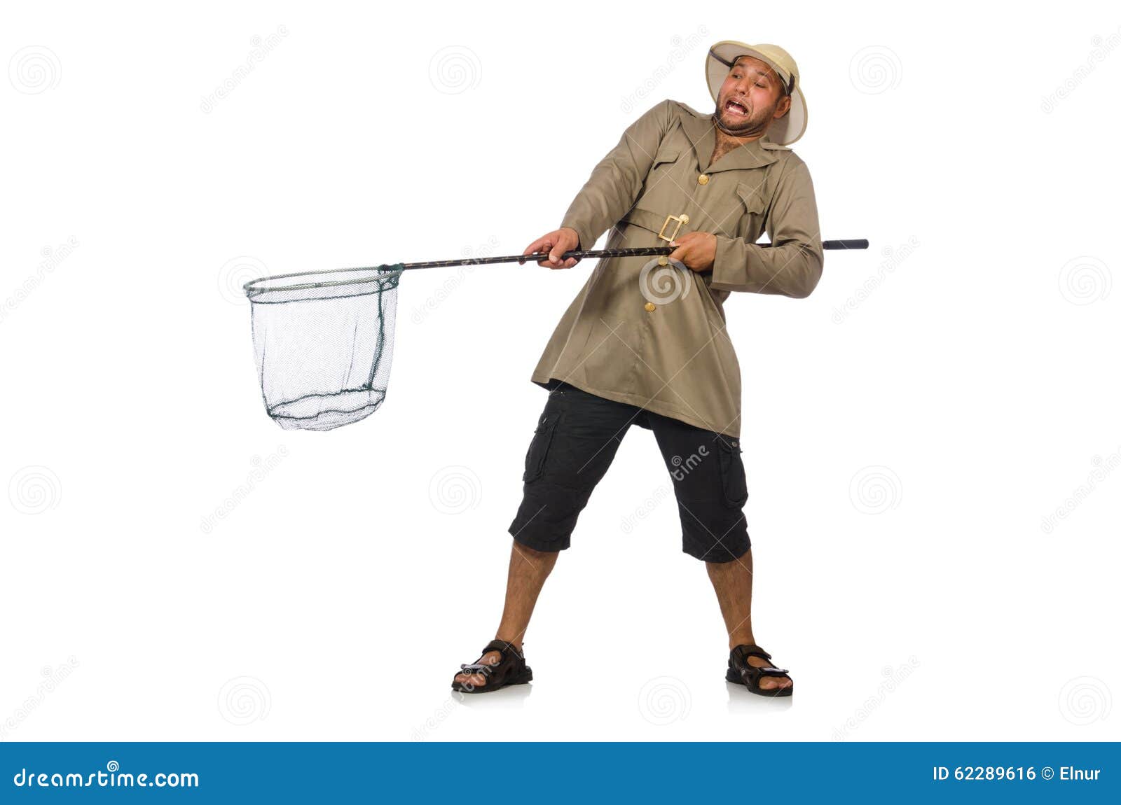 The Man Hunting for Butterflies Isolated on White Stock Photo - Image ...