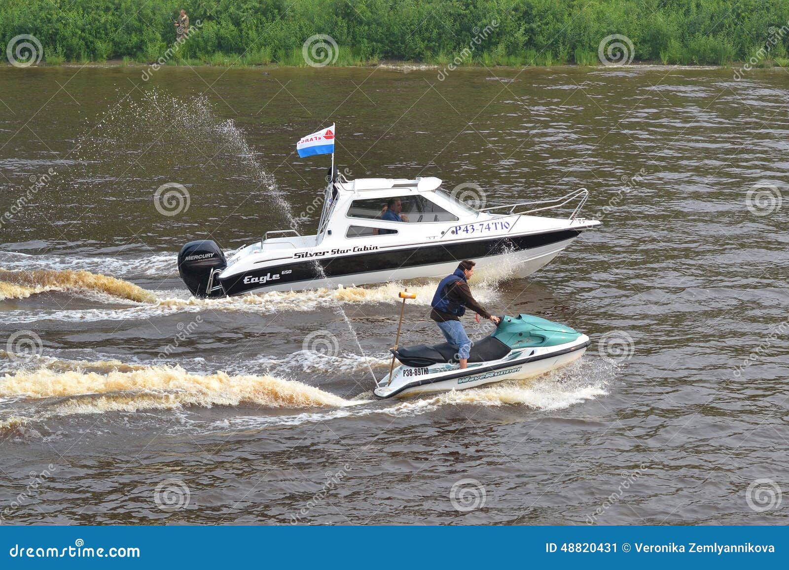 The Man on a Hydrocycle Floats Down the River. Editorial Photo - Image ...