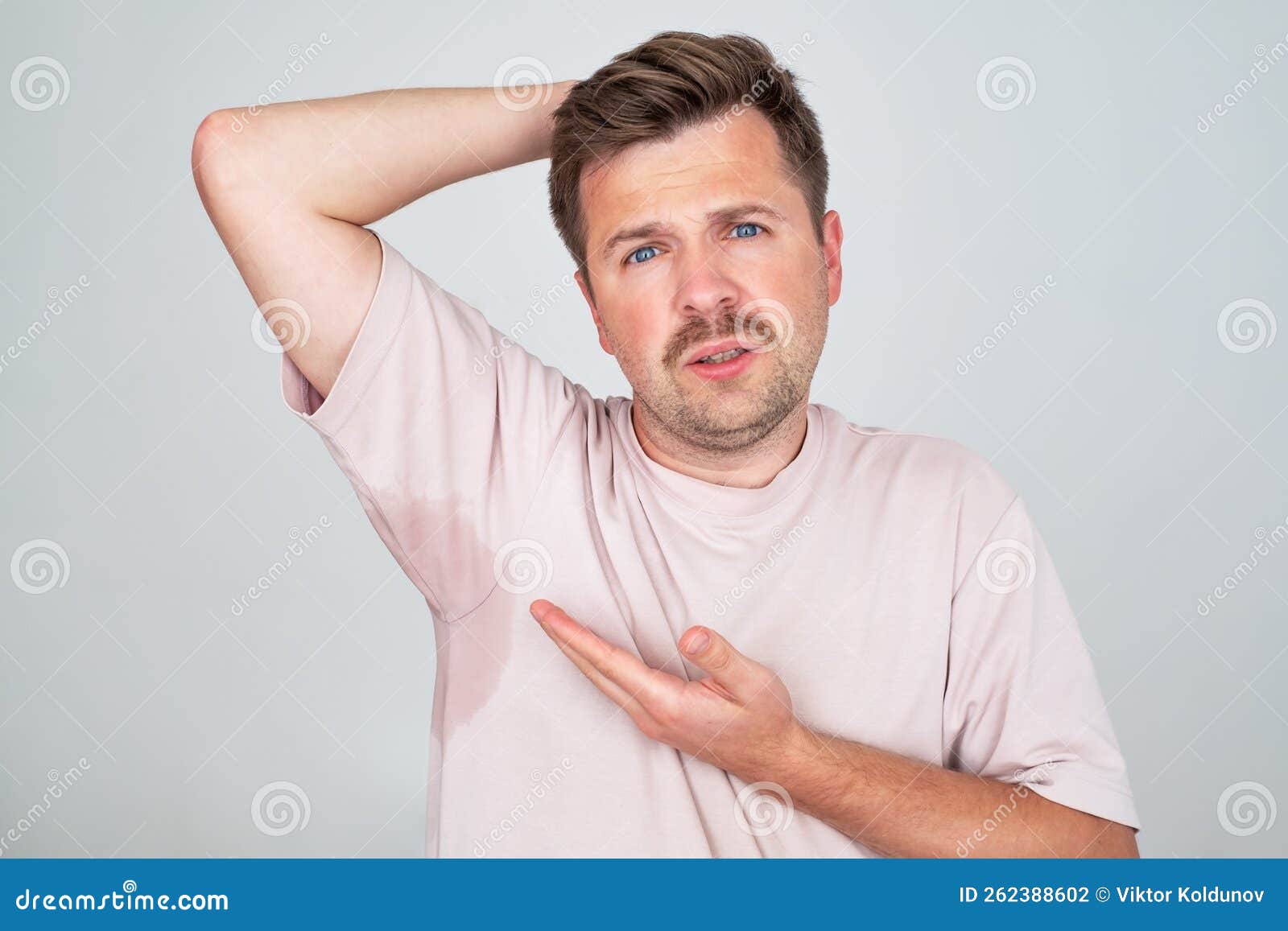 Man with Hyperhidrosis Sweating Very Badly Under Armpit Stock Photo ...