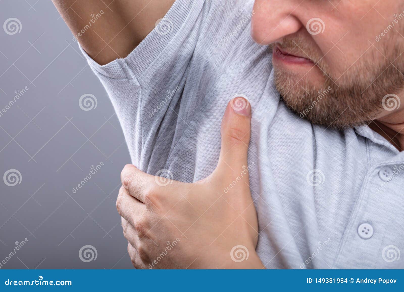 Man Noticing Sweat Under Armpit Stock Photo - Image of excessive, patch ...