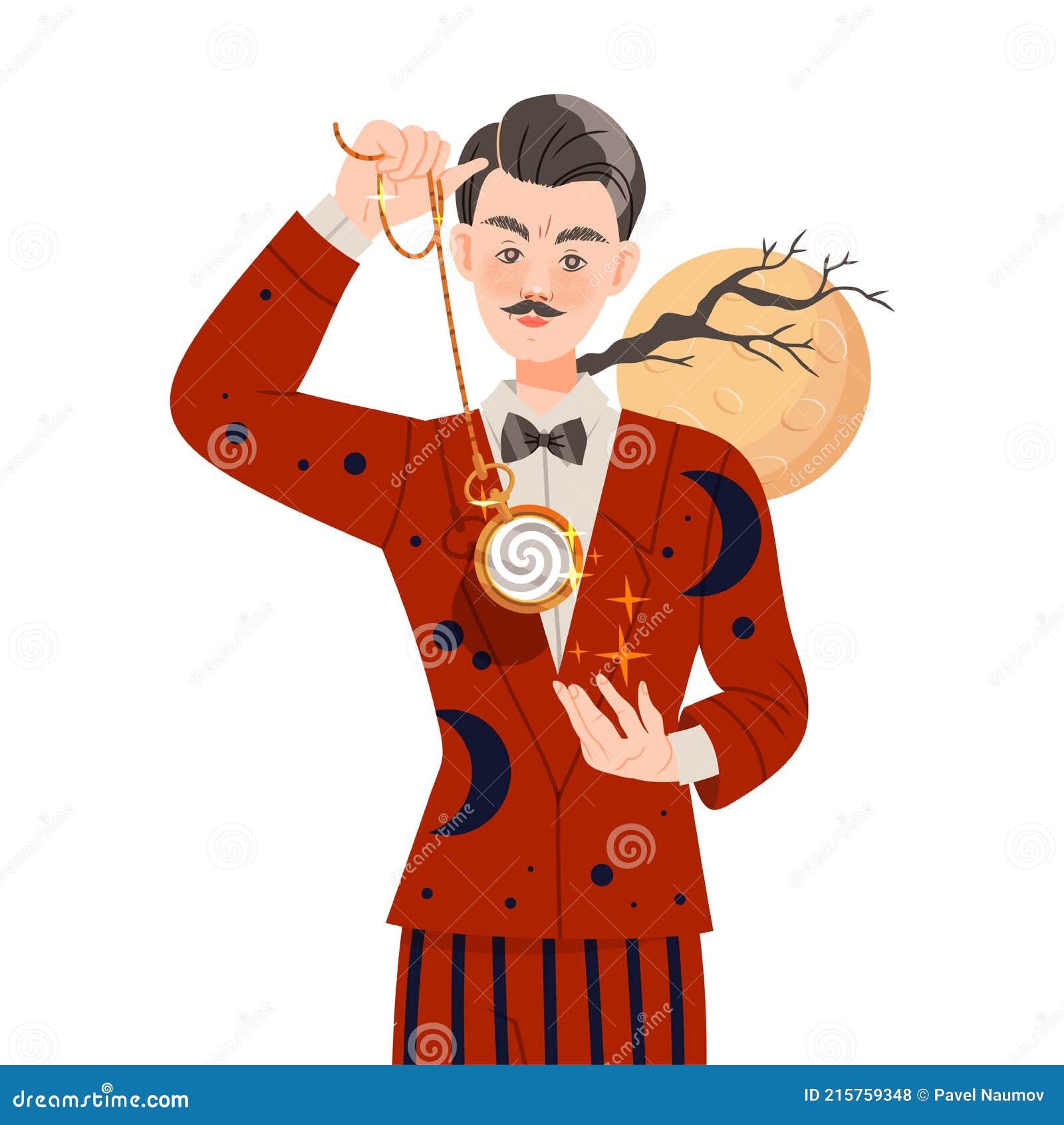 Man Hypnotist with Pendulum Practicing Hypnosis Focusing Attention ...