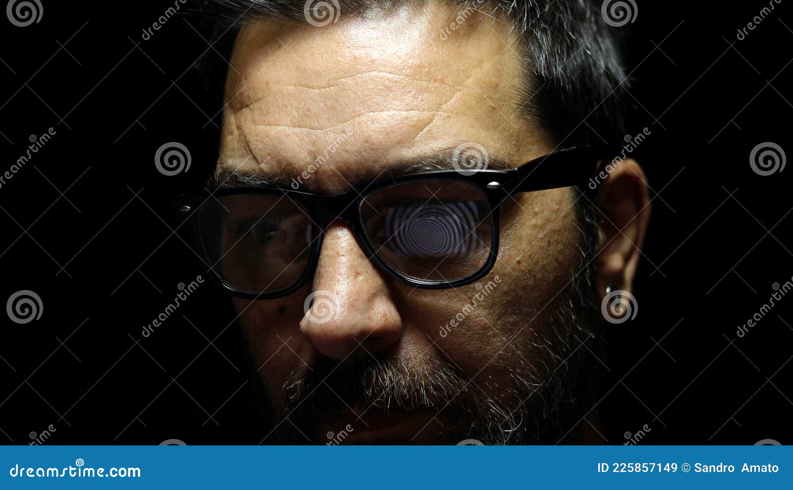 Man Hypnotized by a Spiral Hypnotic Effect Looking at the Computer ...