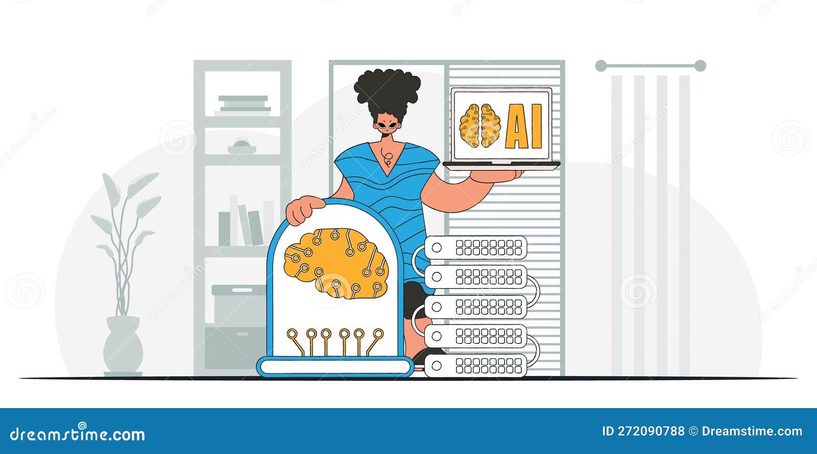 Man with a.I. Brain, Stylish Look, in Vector Format. Stock Vector ...