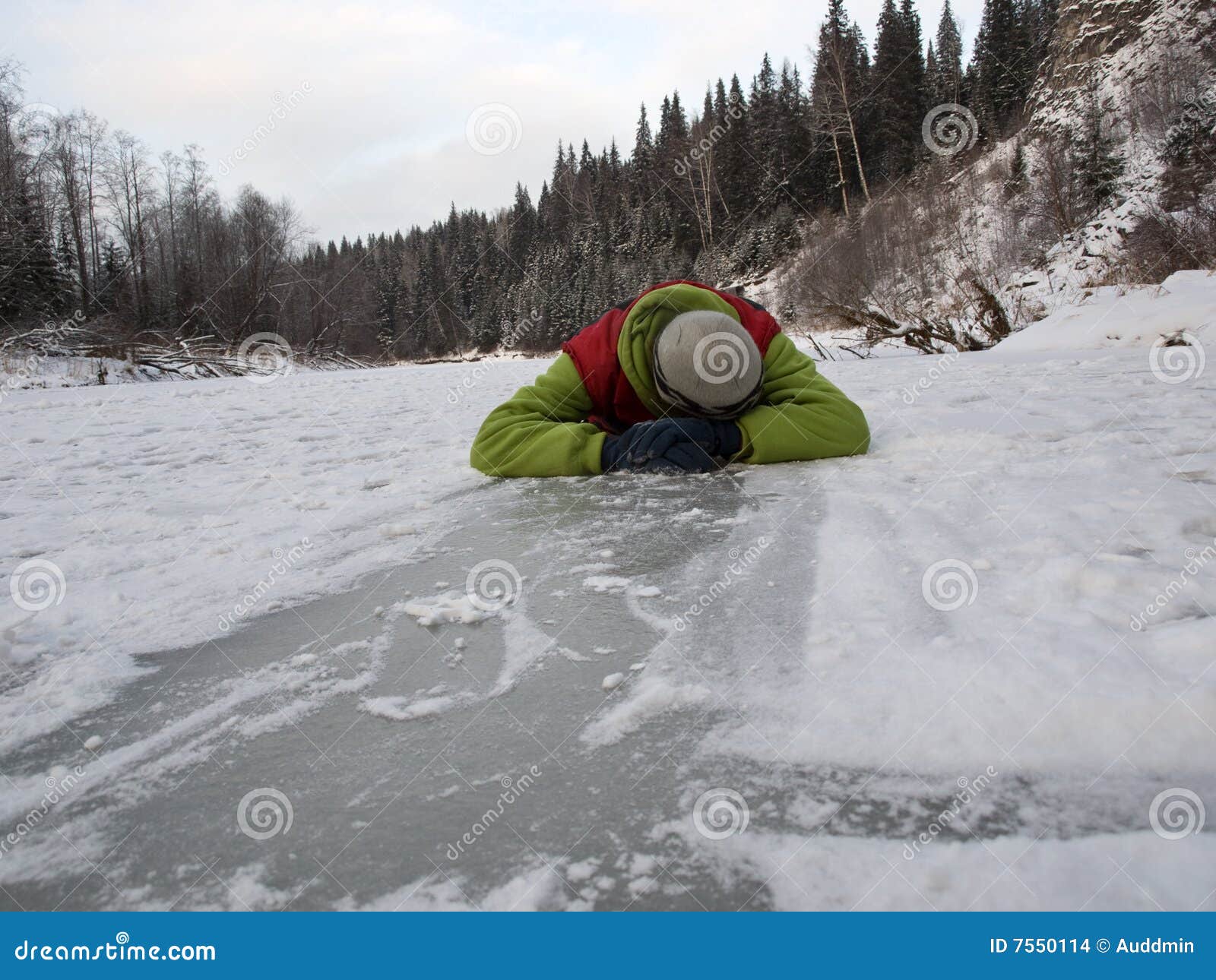 Man on the ice stock photo. Image of cool, nature, landscape - 7550114