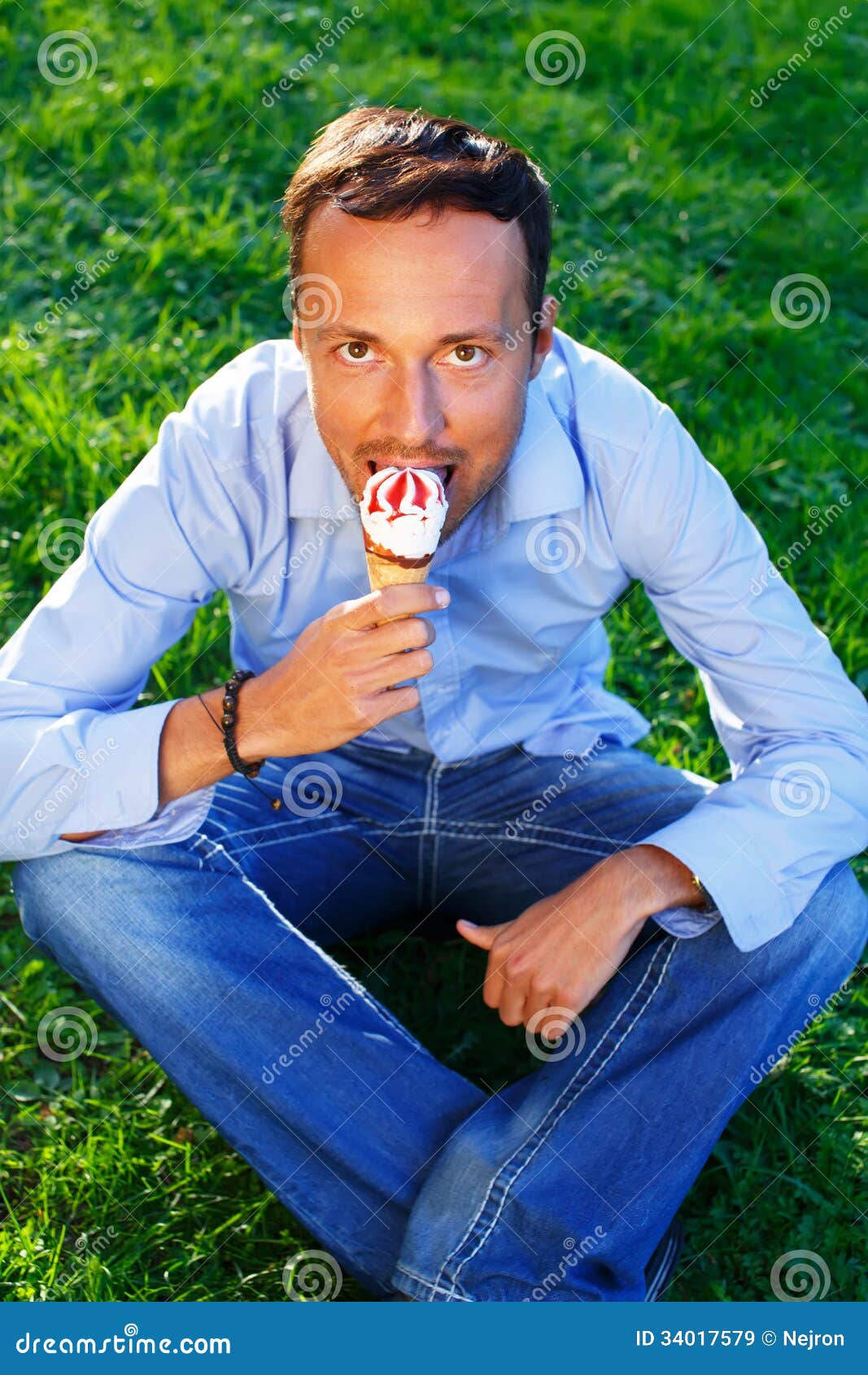 Man with ice-cream stock image. Image of outside, outdoors - 34017579